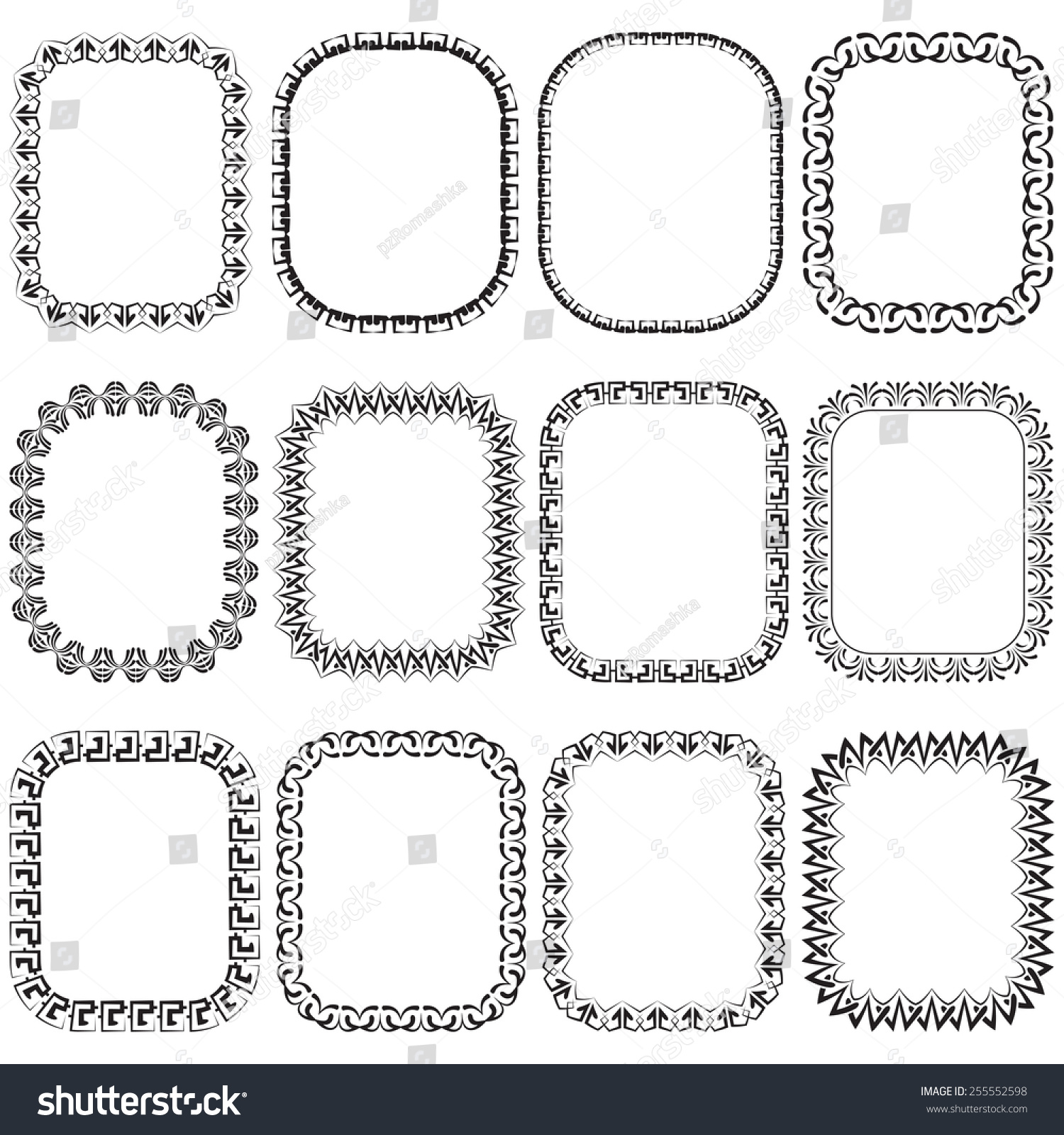 Set Openwork Vector Frame Vignette Design Stock Vector (Royalty Free ...