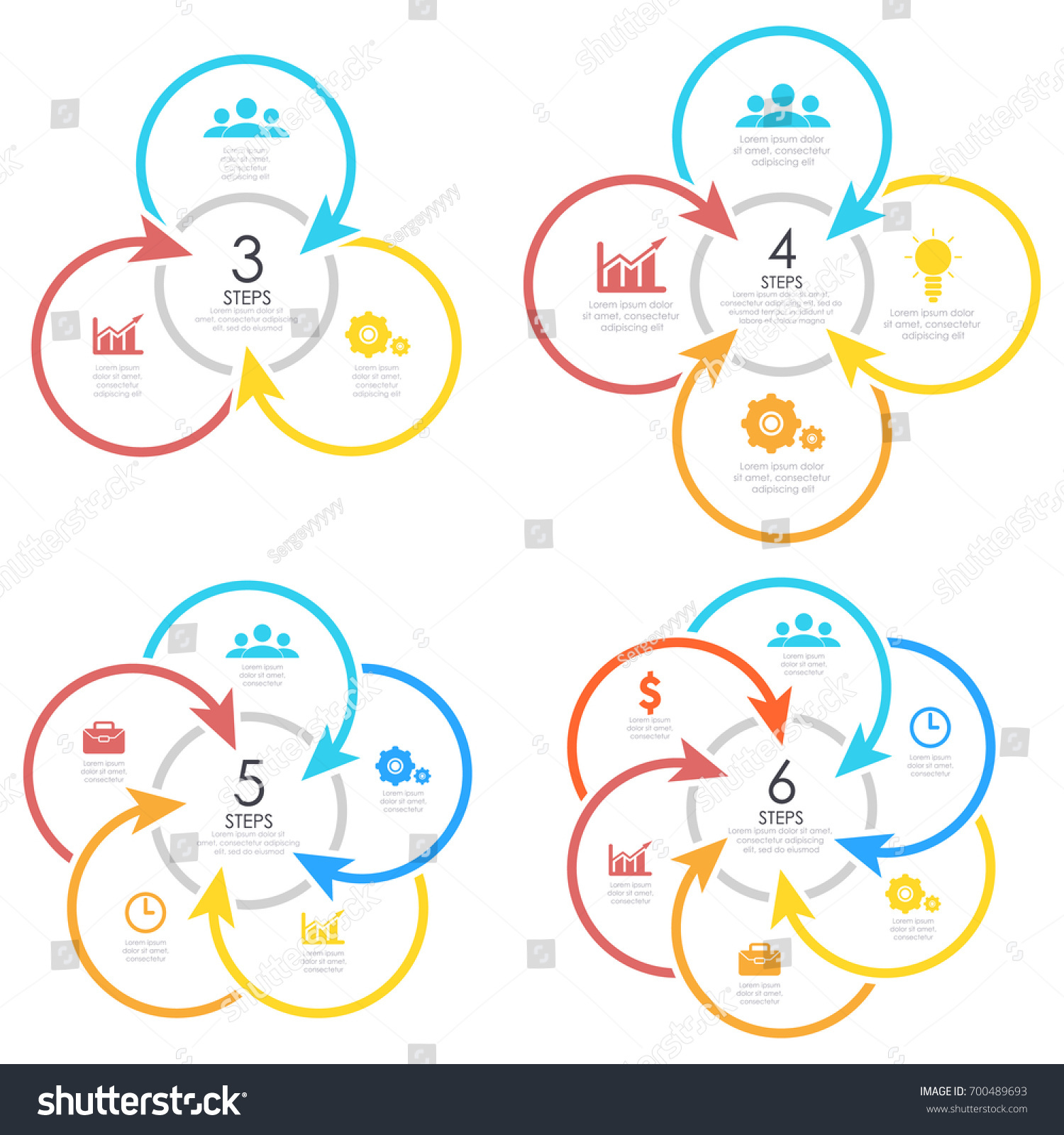 Set Outline Round Infographic Element Circle Stock Vector (Royalty Free ...