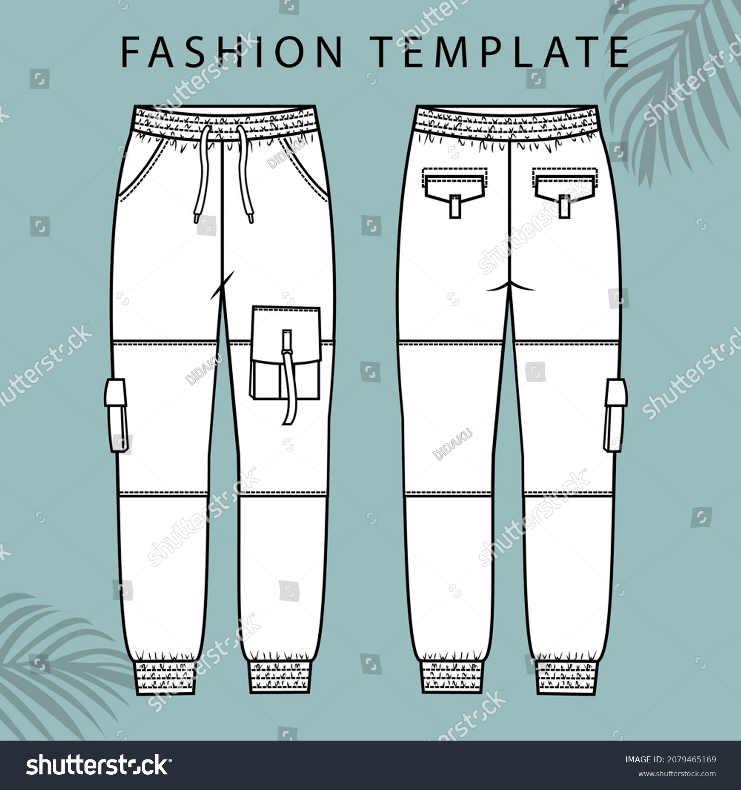 Set Pant Front Back View Stock Vector (Royalty Free) 2079465169 ...