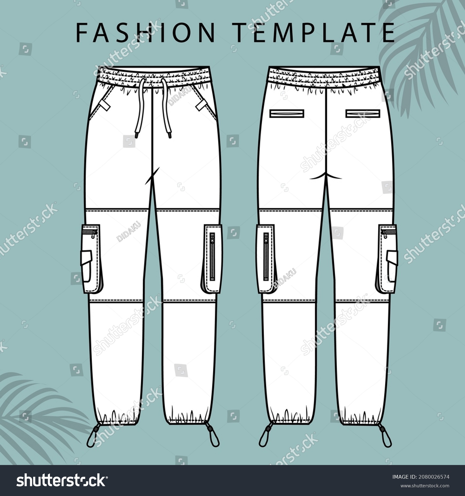 Set Pant Front Back View Stock Vector (Royalty Free) 2080026574 ...