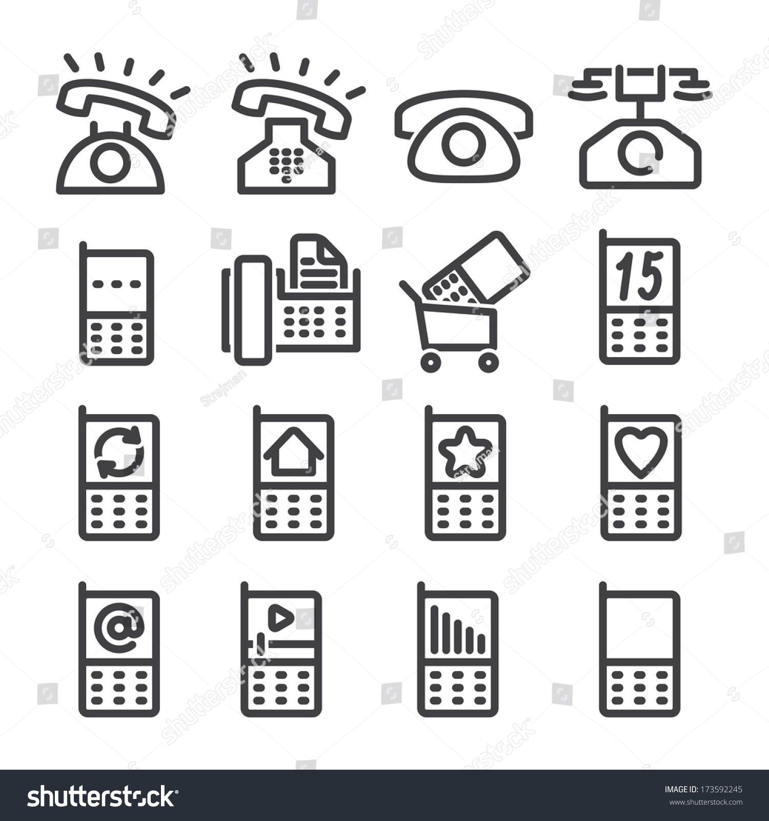 Set Phone Icon On White Background Stock Vector (Royalty Free ...