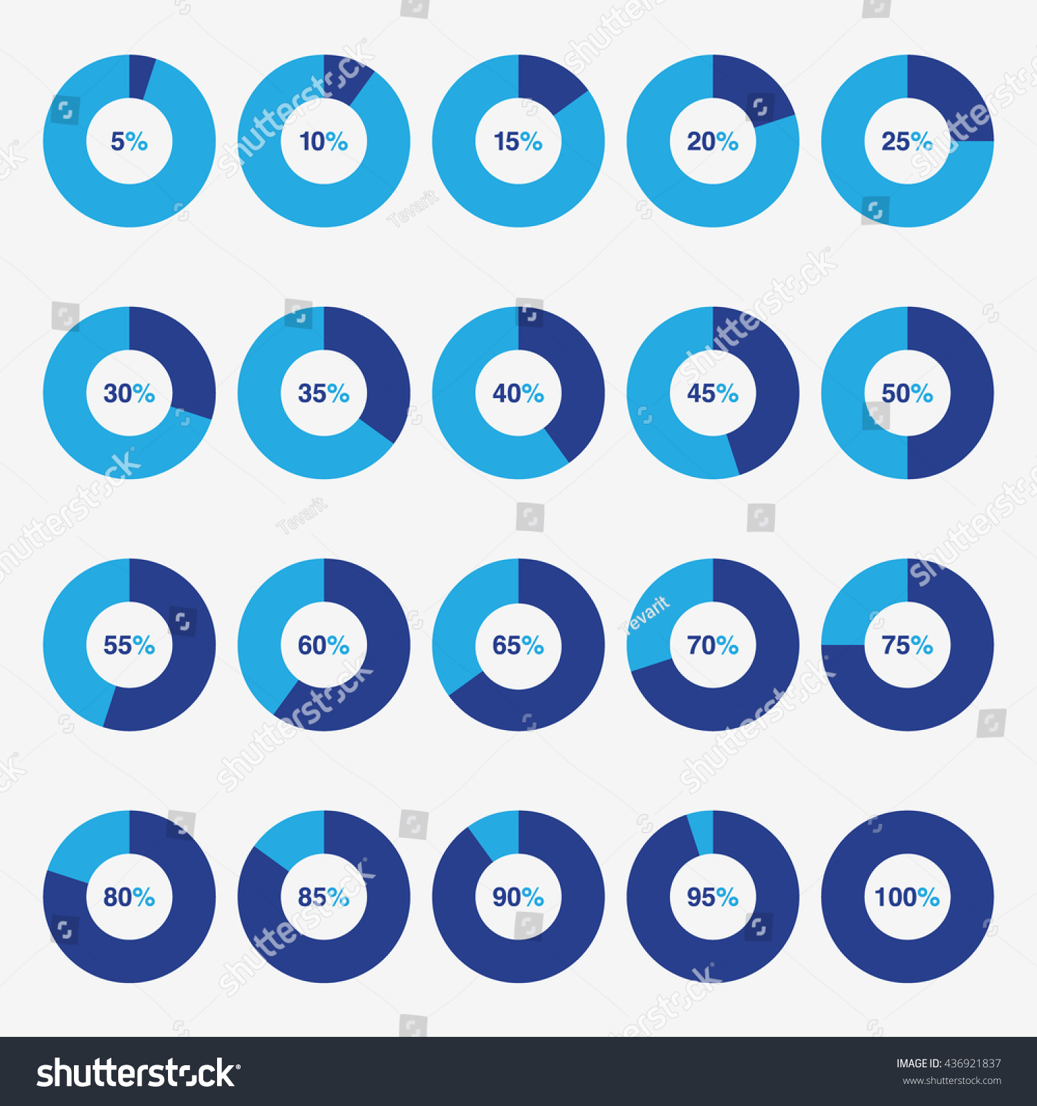 Set Pie Blue Light Blue Chart 스톡 벡터(로열티 프리) 436921837 | Shutterstock