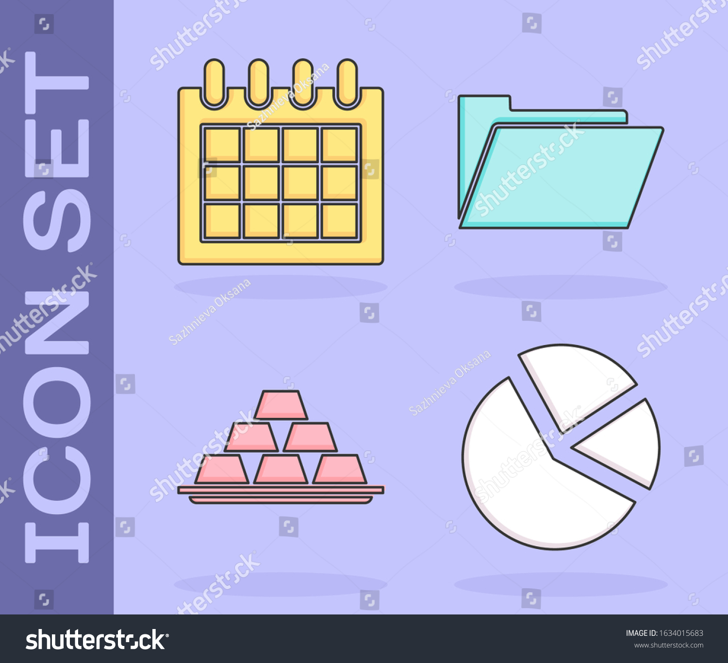 Set Pie Chart Infographic Calendar Gold Stock Vector (Royalty Free ...