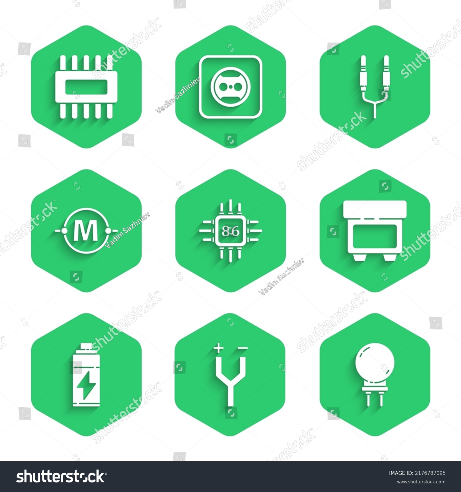 Set Processor Microcircuits Cpu Electric Cable Stock Vector (Royalty ...