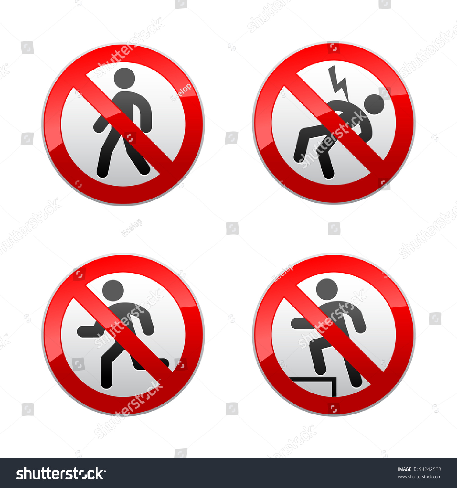 Set Prohibited Signs Man Stock Vector (Royalty Free) 94242538 ...