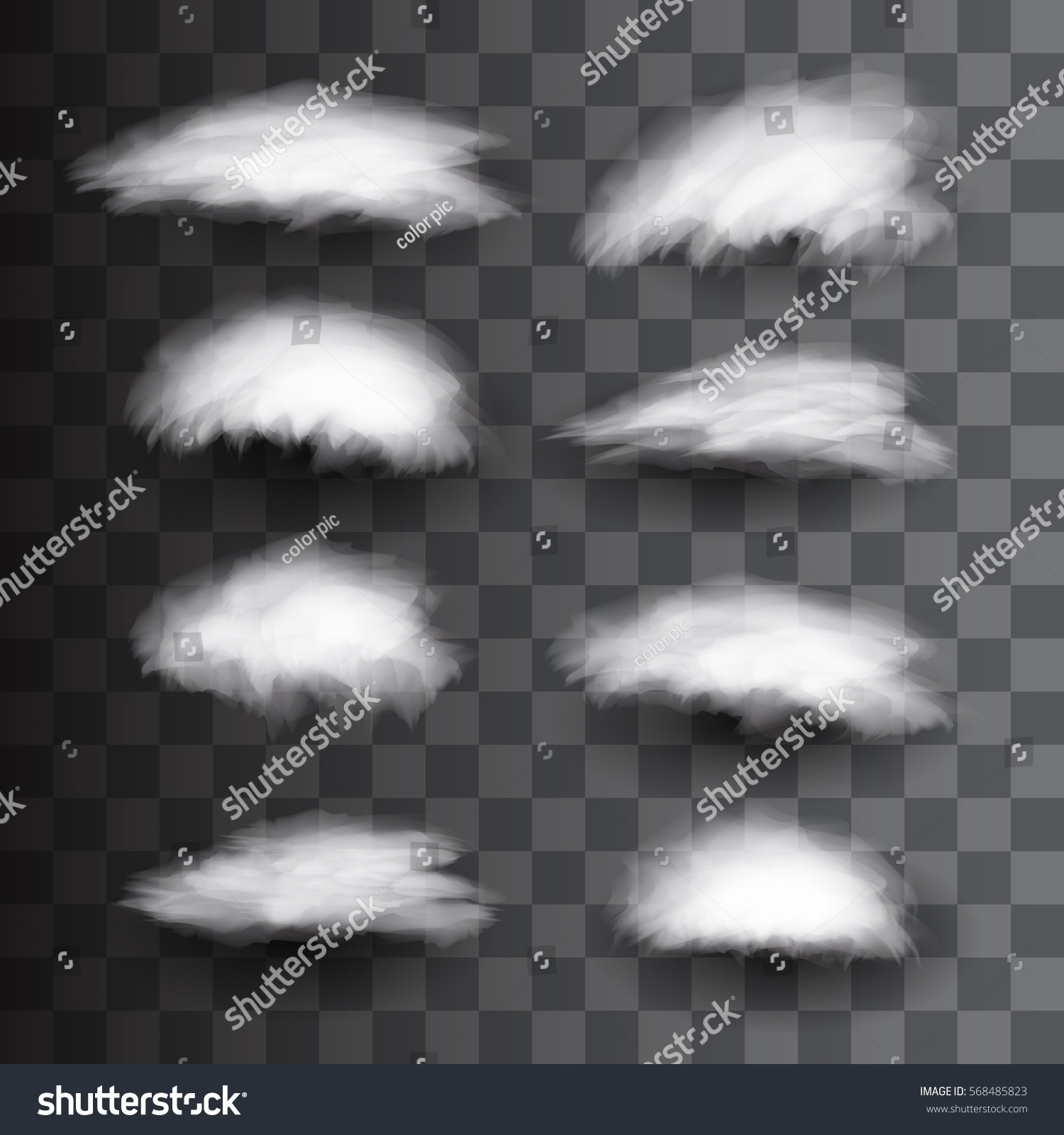 Set Realistic Cloud Graphic Template Transparent Stock Vector (Royalty ...