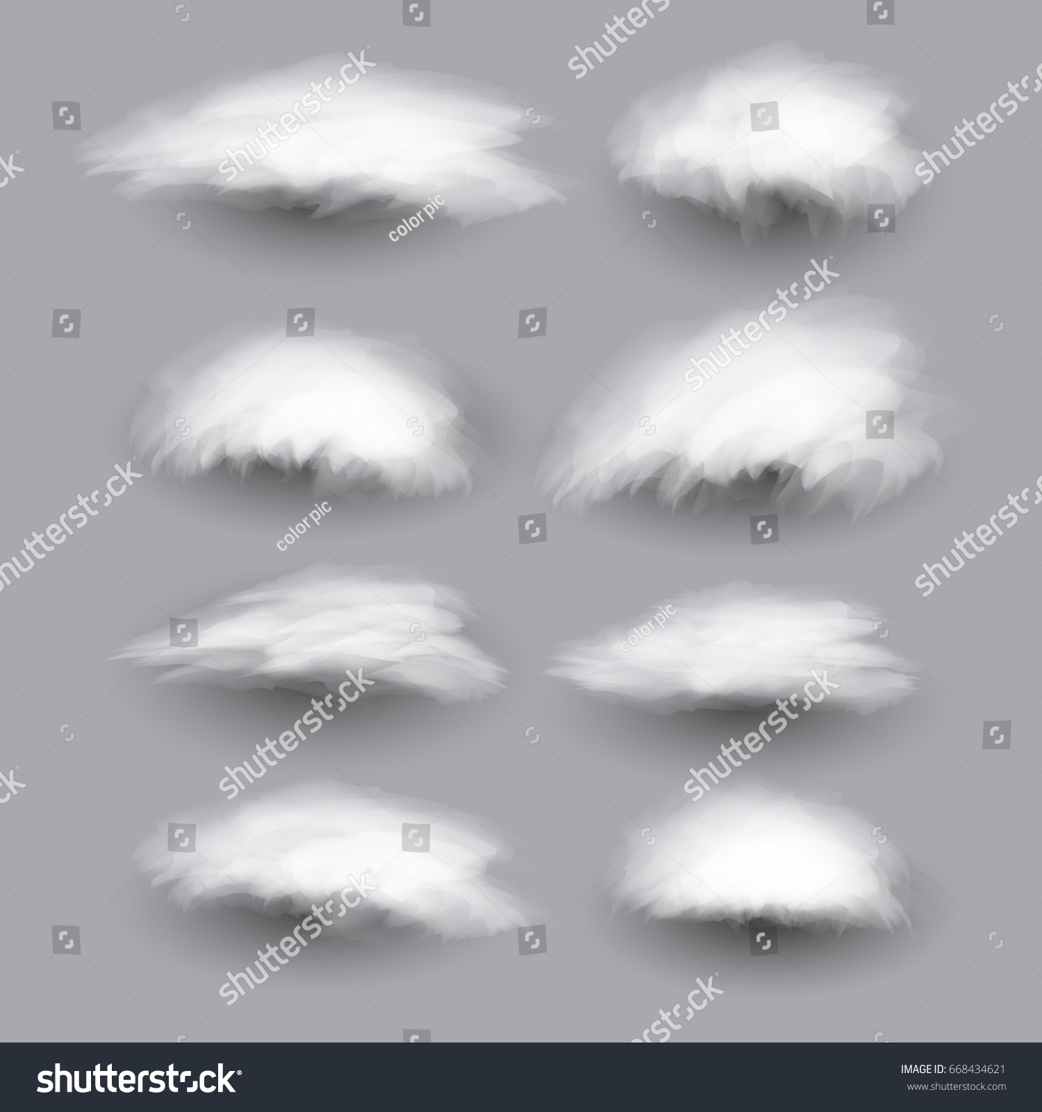Set Realistic Cloud Graphic Template Transparent Stock Vector (Royalty ...