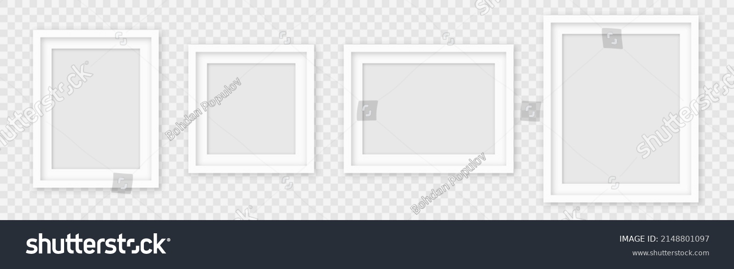 Set Realistic Empty Frames On Transparent Stock Vector (Royalty Free ...