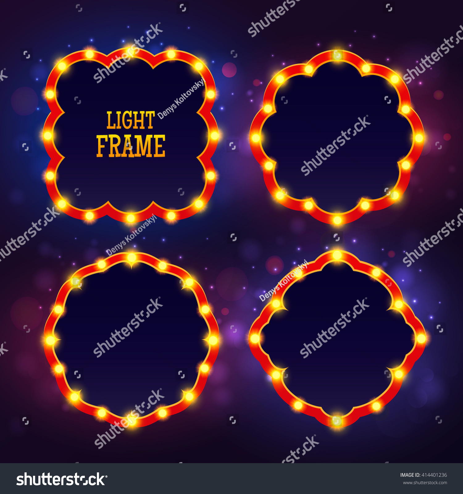 Set Retro Light Frame Bulb Frame Stock Vector 414401236 - Shutterstock