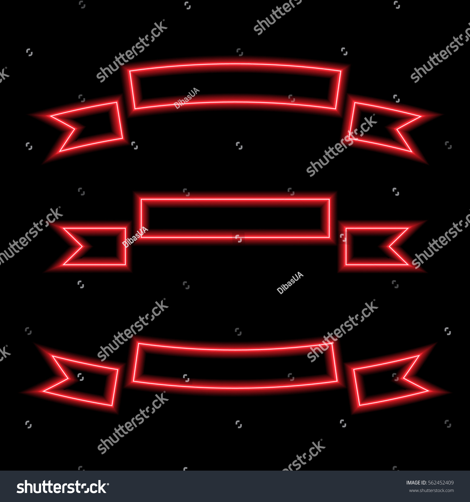 Set Ribbons Neon Lights Stock Vector (Royalty Free) 562452409 ...