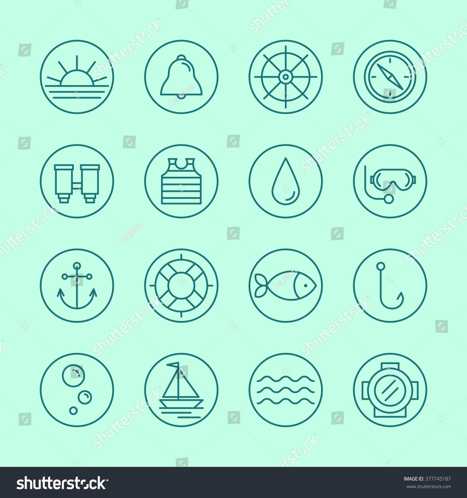 Set Sea Icons Stock Vector (Royalty Free) 377745187 | Shutterstock