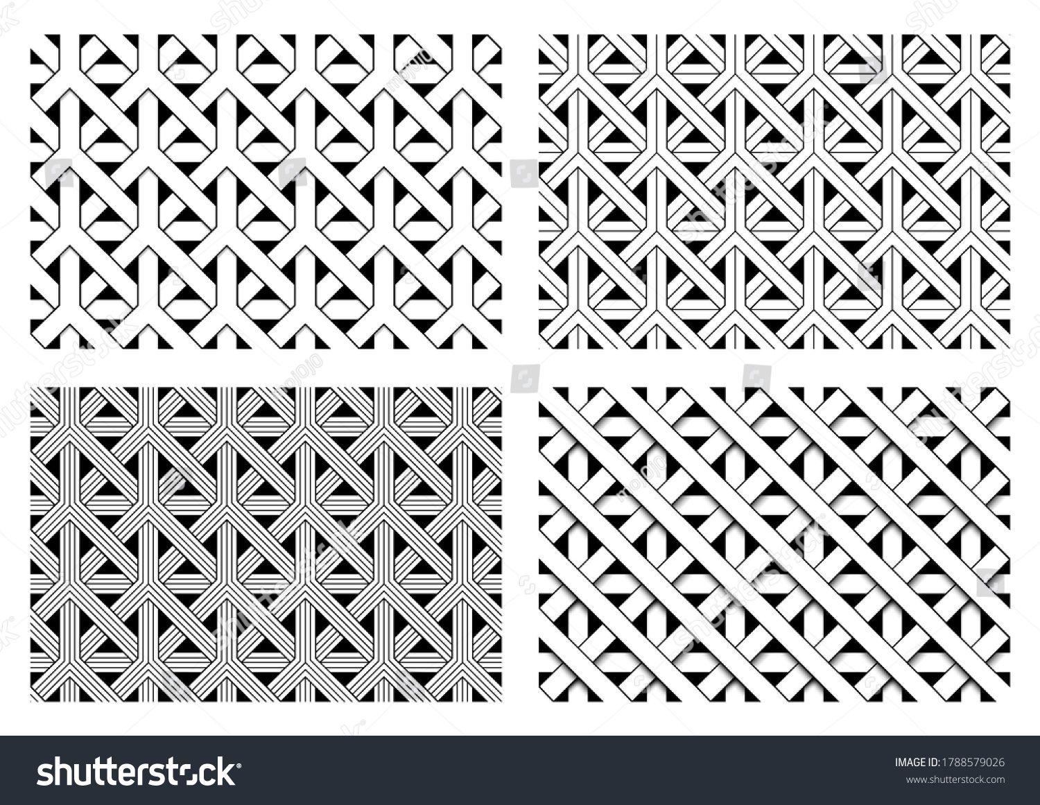 Set Seamless Weave Line Pattern Swatch Stock Vector (Royalty Free ...
