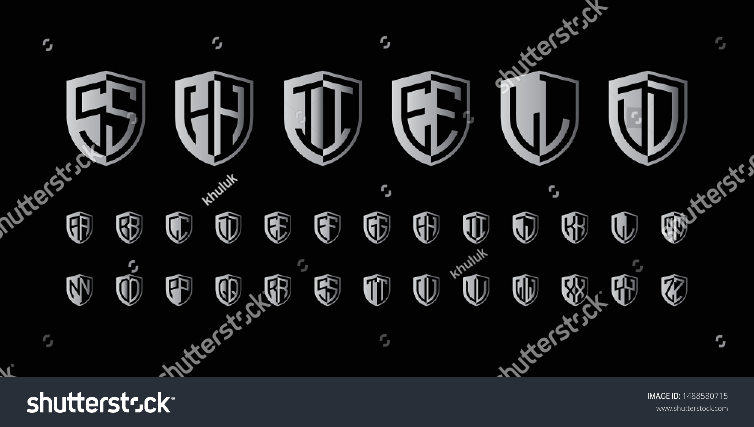 Set Shield Font Vector Alphabet Stock Vector (Royalty Free) 1488580715