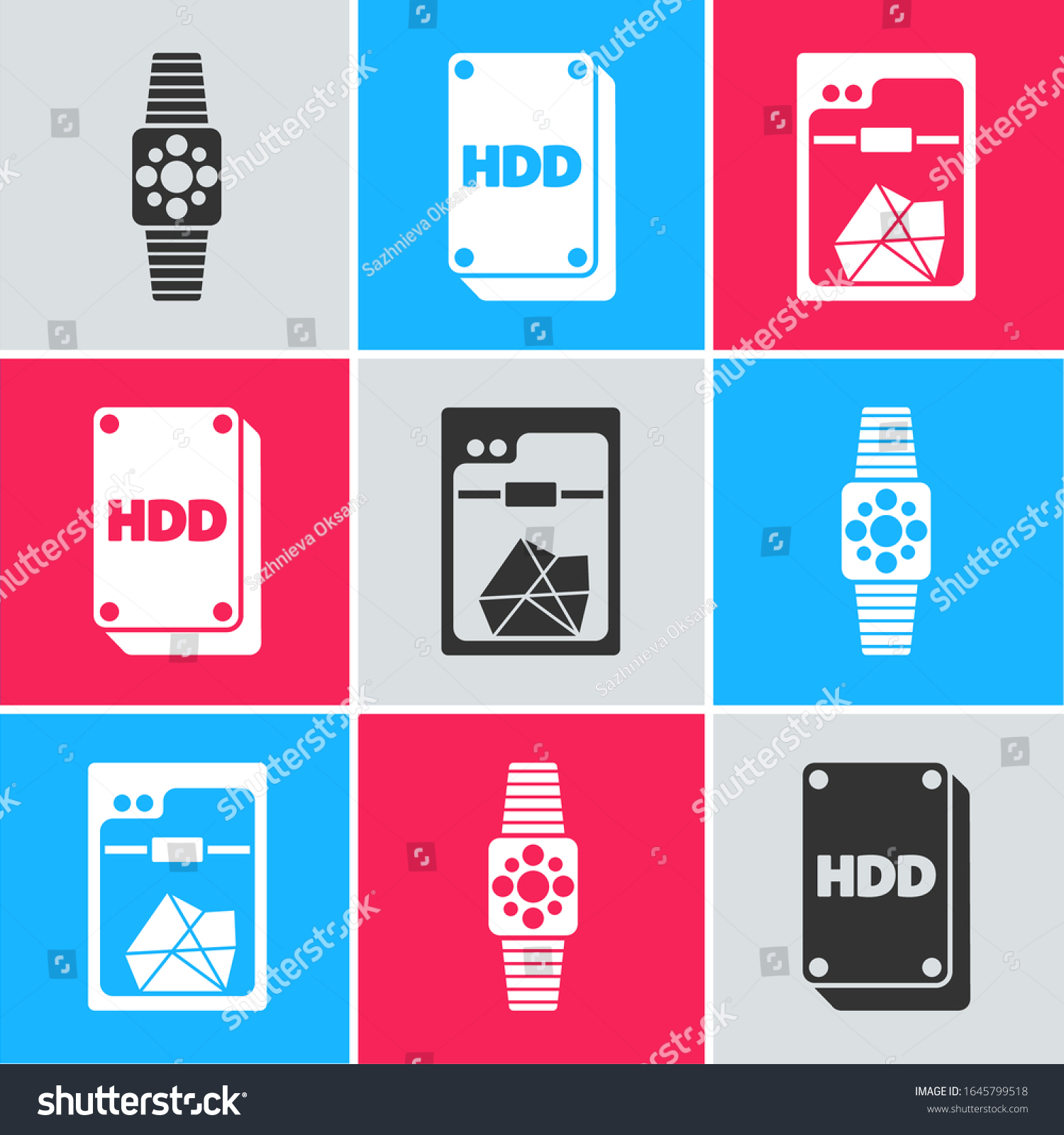 Set Smartwatch Hard Disk Drive Hdd Stock Vector (Royalty Free ...