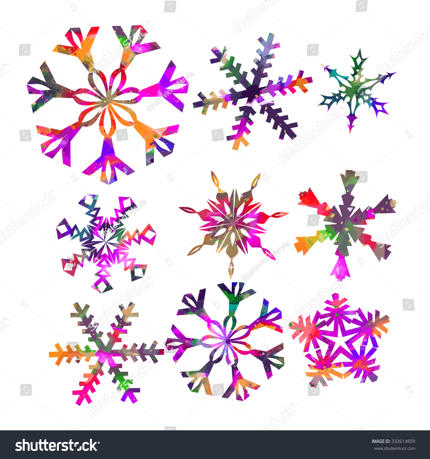 Set Snowflake Colorful Logo Vector Stock Vector (Royalty Free ...