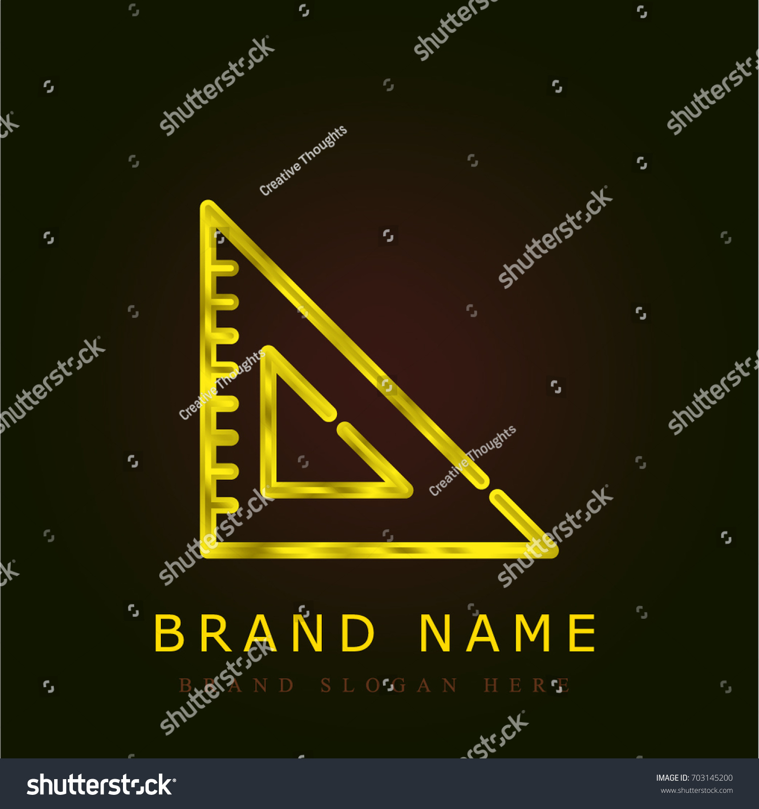 Set Square Golden Metallic Logo Stock Vector (Royalty Free) 703145200 ...