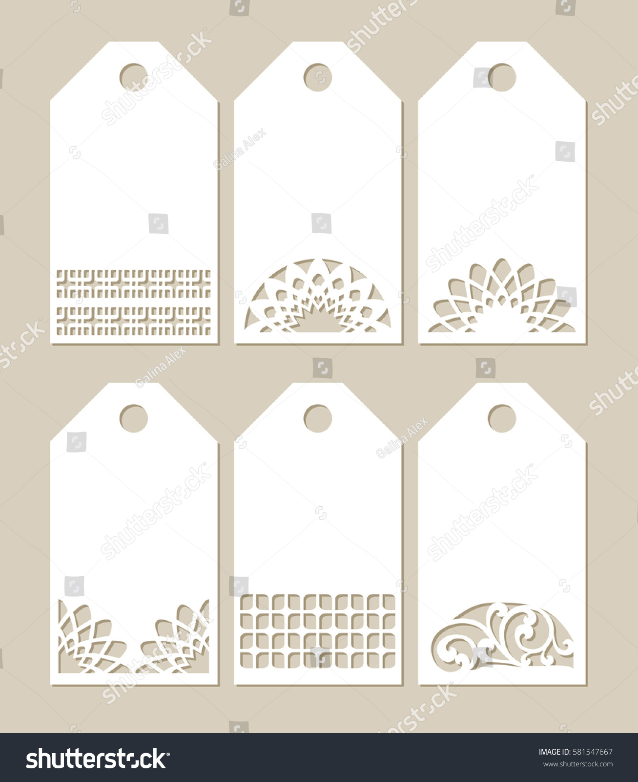 Set Stencil Labels Carved Openwork Pattern Stock Vector (Royalty Free ...