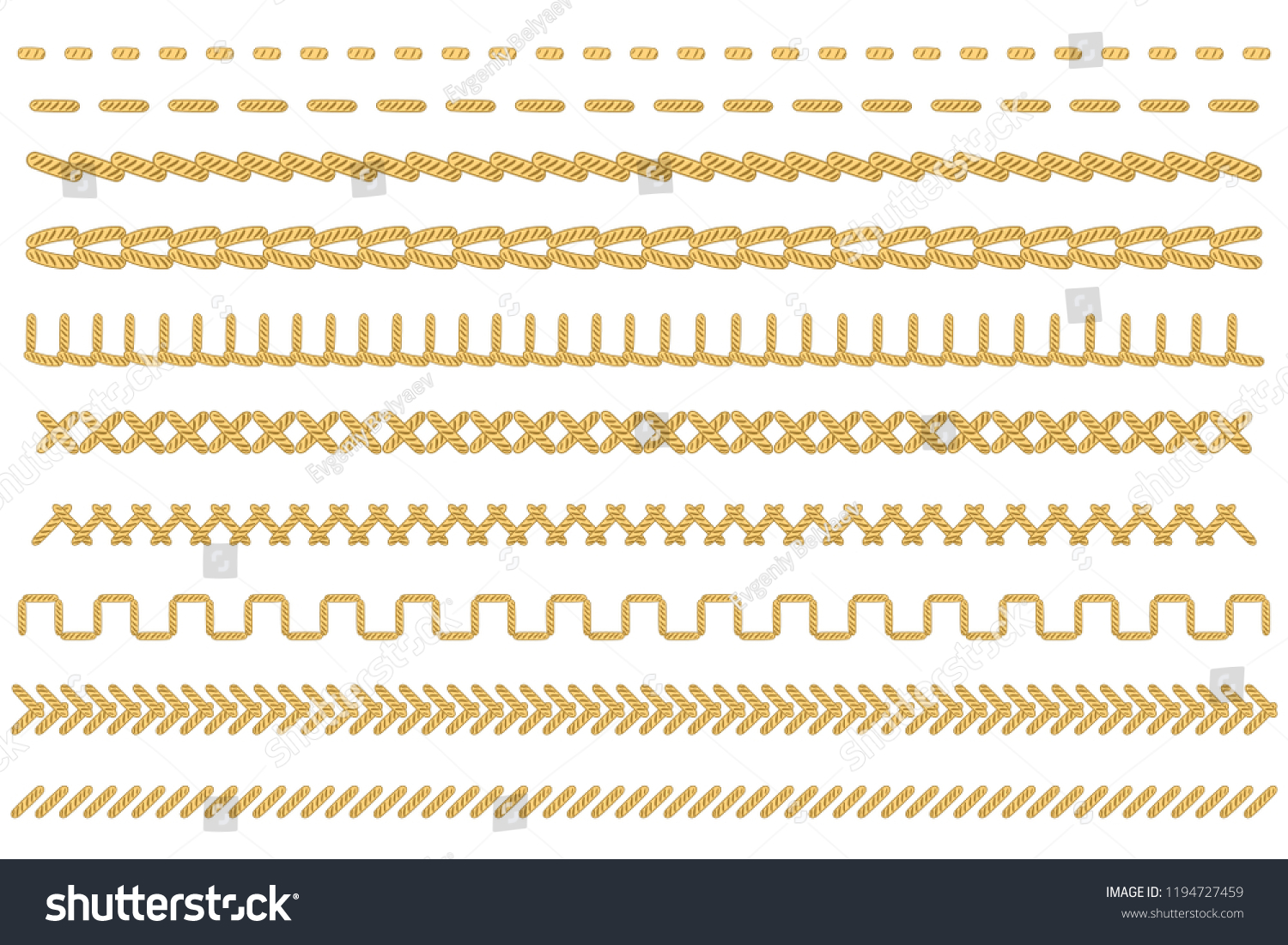 Set Stitch Sewing Machine Cut Lines Stock Vector (Royalty Free) 1194727459