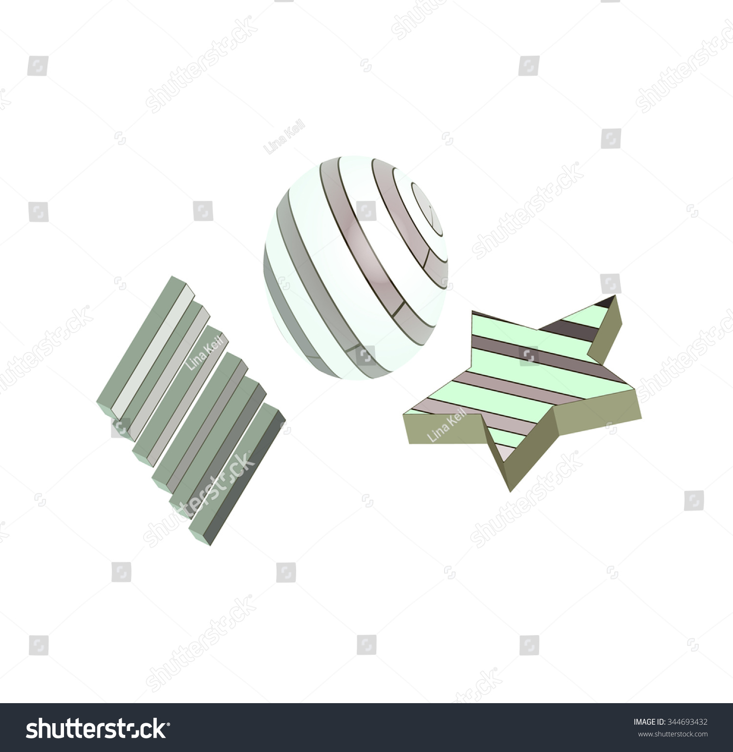 Set Striped Objects Ball Star Ladder Stock Vector (Royalty Free) 344693432