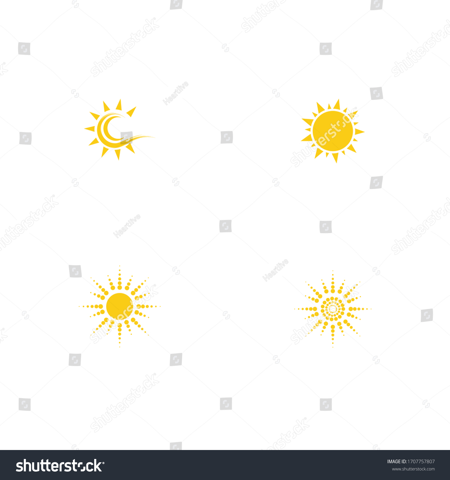 Set Sun Vector Illustration Icon Logo Stock Vector (Royalty Free ...