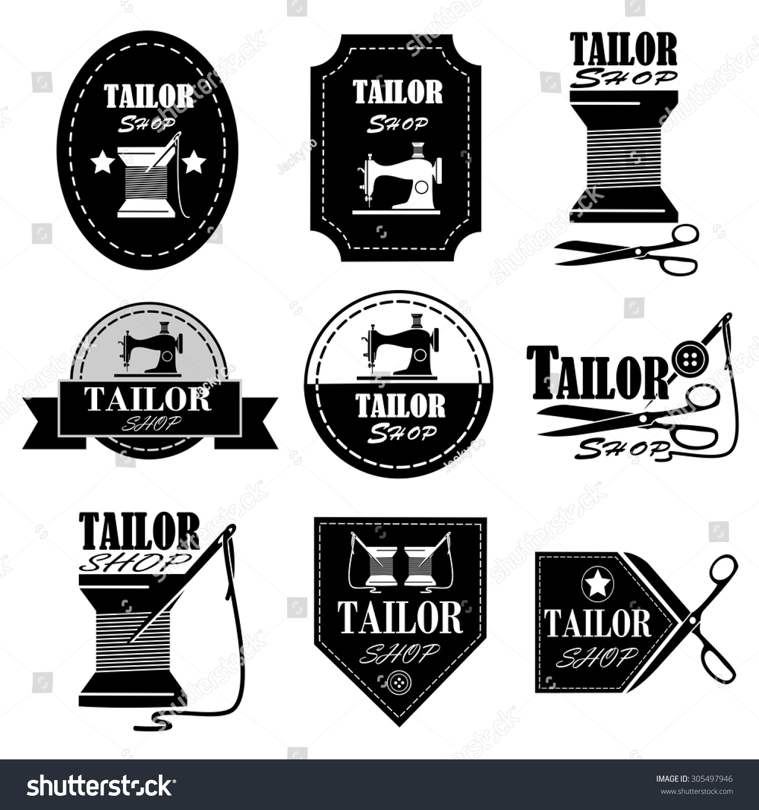 Set Tailor Shop Sewingvector Stock Vector (Royalty Free) 305497946 ...