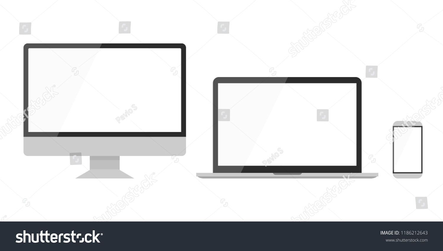 Vektor Stok Set Technology Devices White Screen Stock (Tanpa Royalti ...