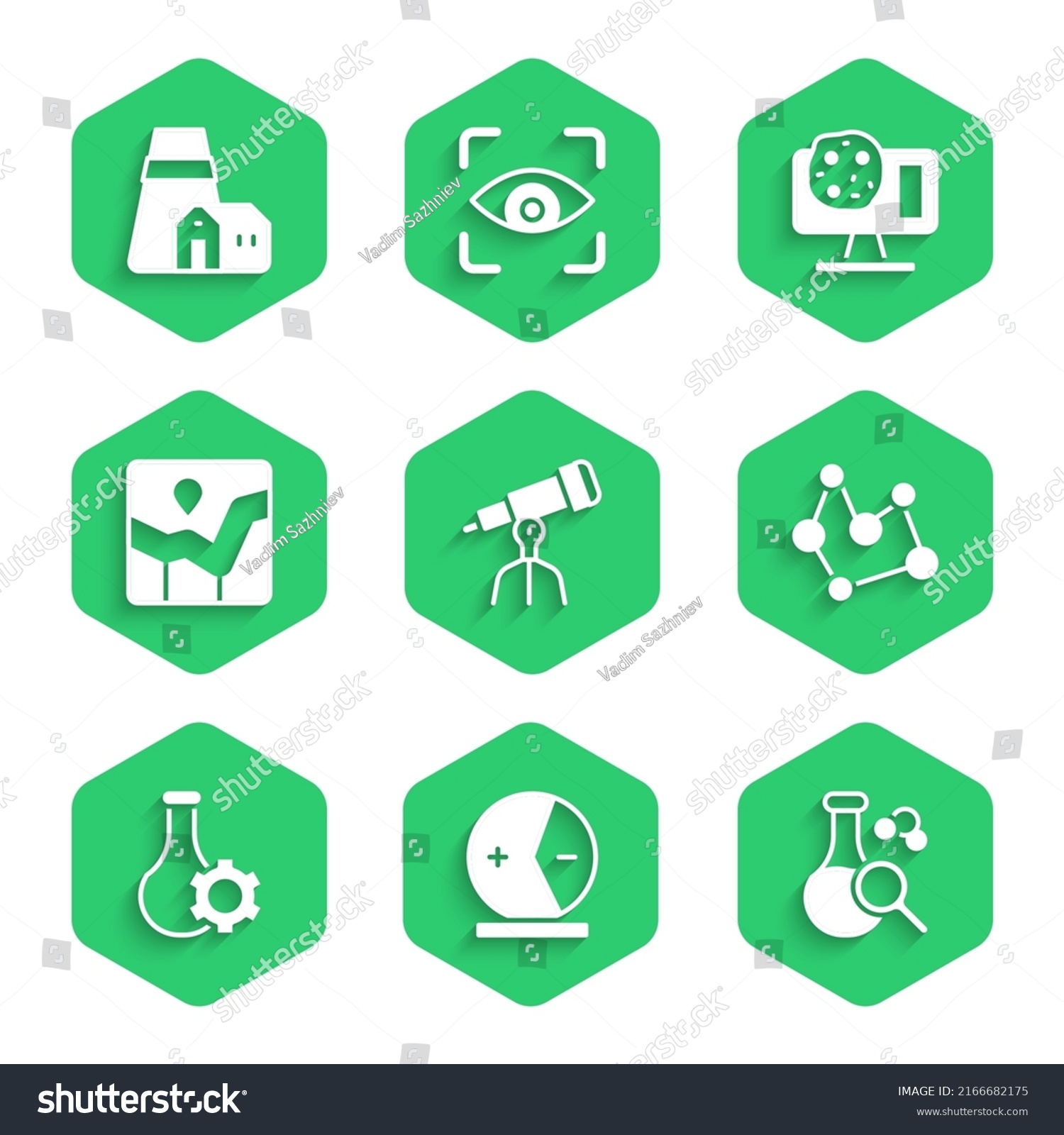 Set Telescope Atom Test Tube Chemical Stock Vector Royalty Free