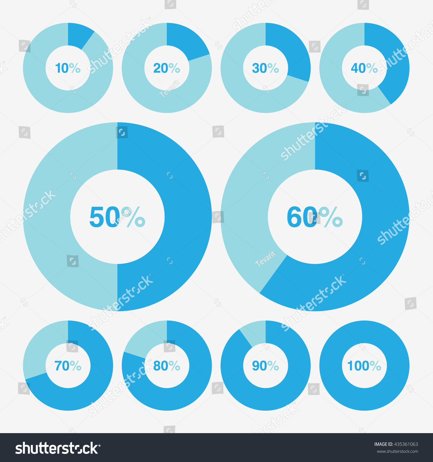 Set Template Icon Pie Blue Chart Stock Vector (Royalty Free) 435361063