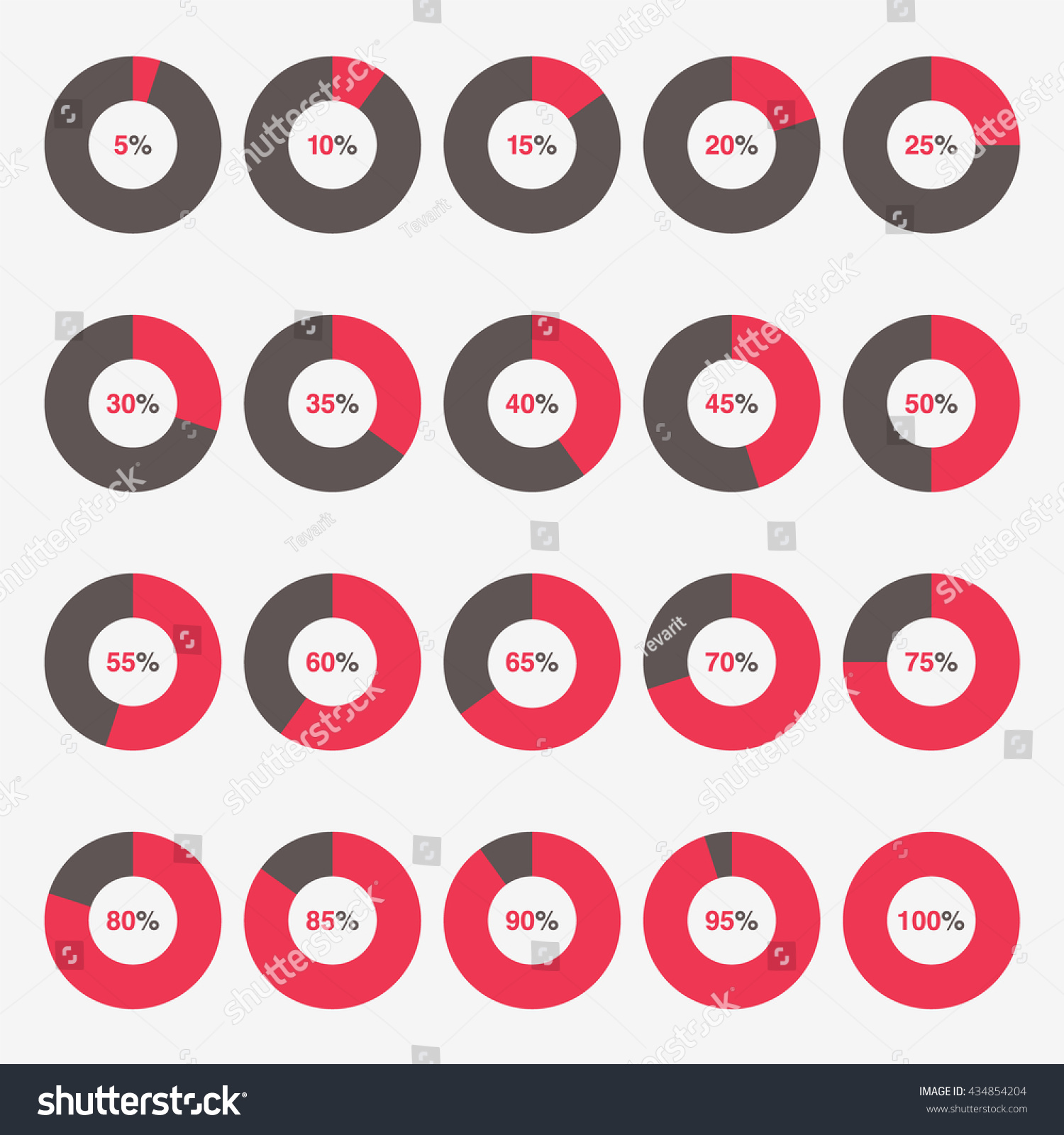 Set Template Icon Pie Red Black Stock Vector (Royalty Free) 434854204 ...