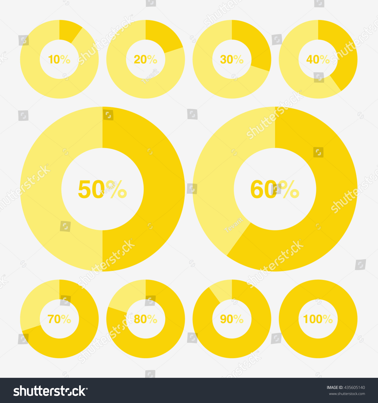 Set Template Icon Pie Yellow Chart Stock Vector (Royalty Free) 435605140