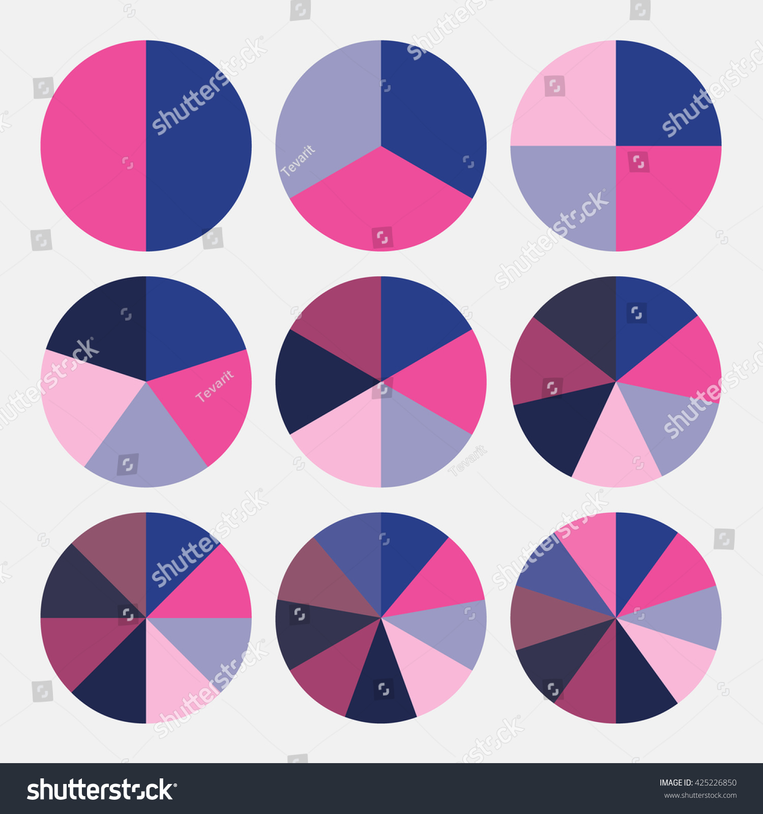 Set Template Pie Blue Pink Chart Stock Vector (Royalty Free) 425226850 ...