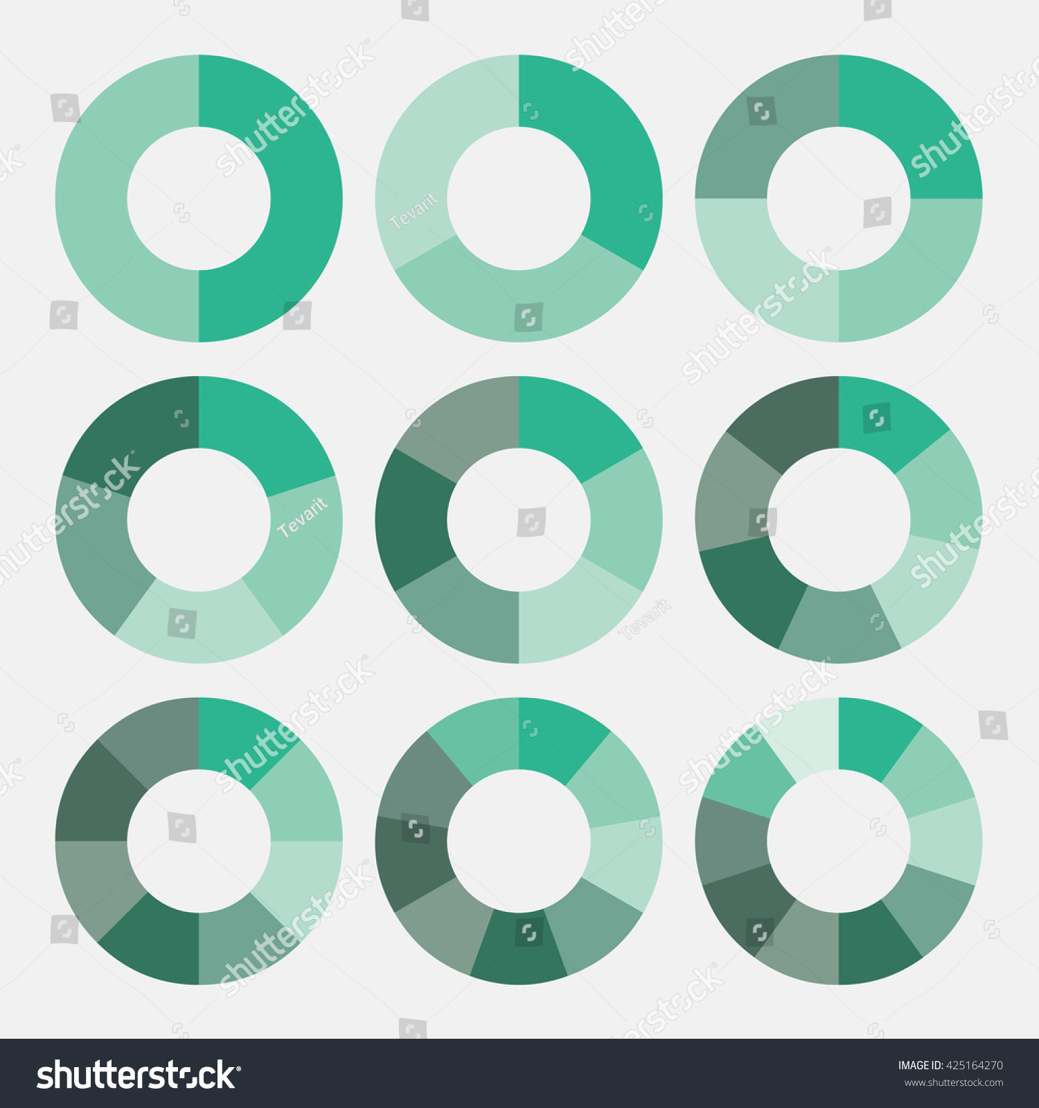 Set Template Pie Green Chart Vector 스톡 벡터(로열티 프리) 425164270 | Shutterstock