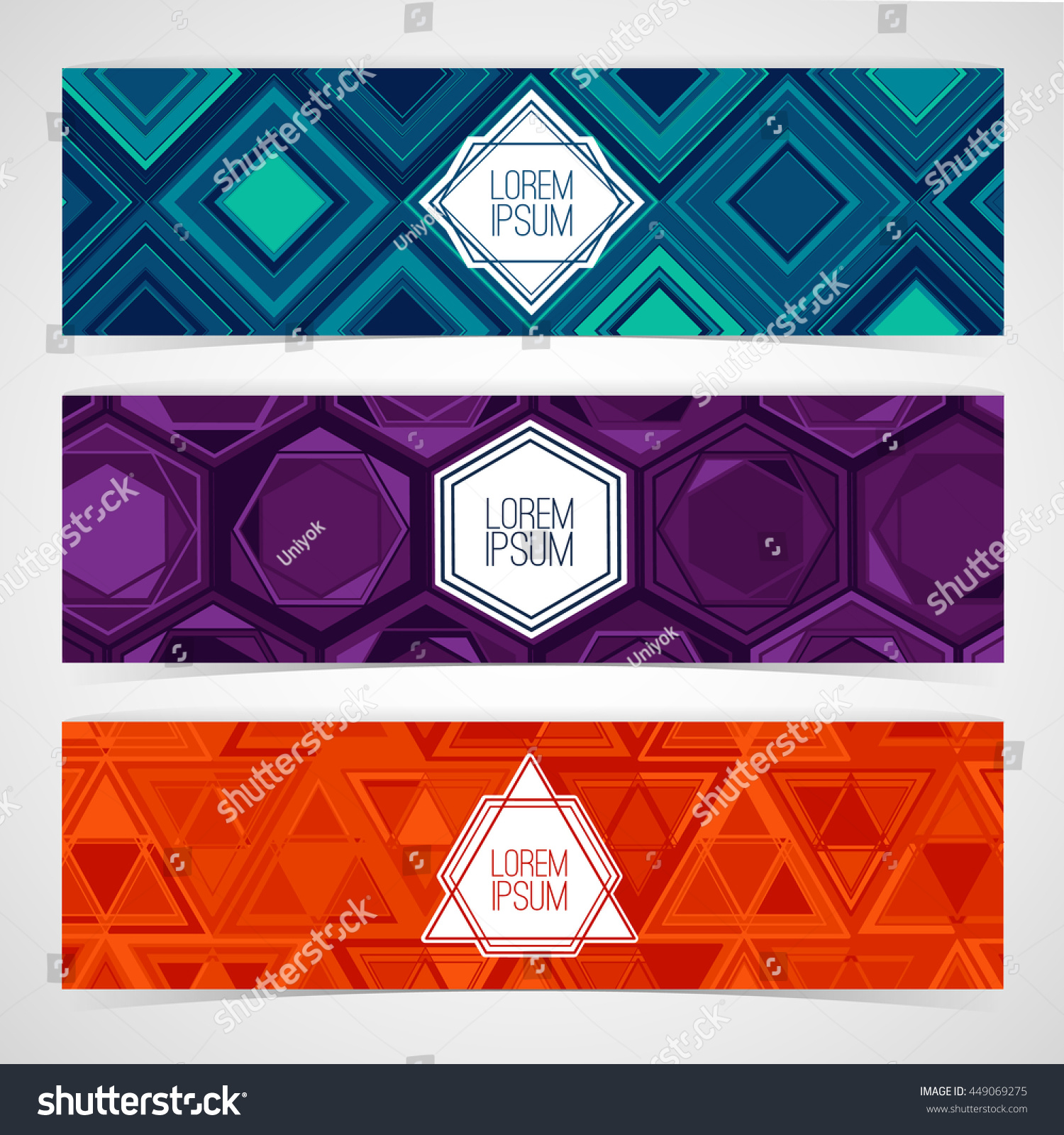 Set Three Horizontal Banner Template Template Stock Vector (Royalty ...