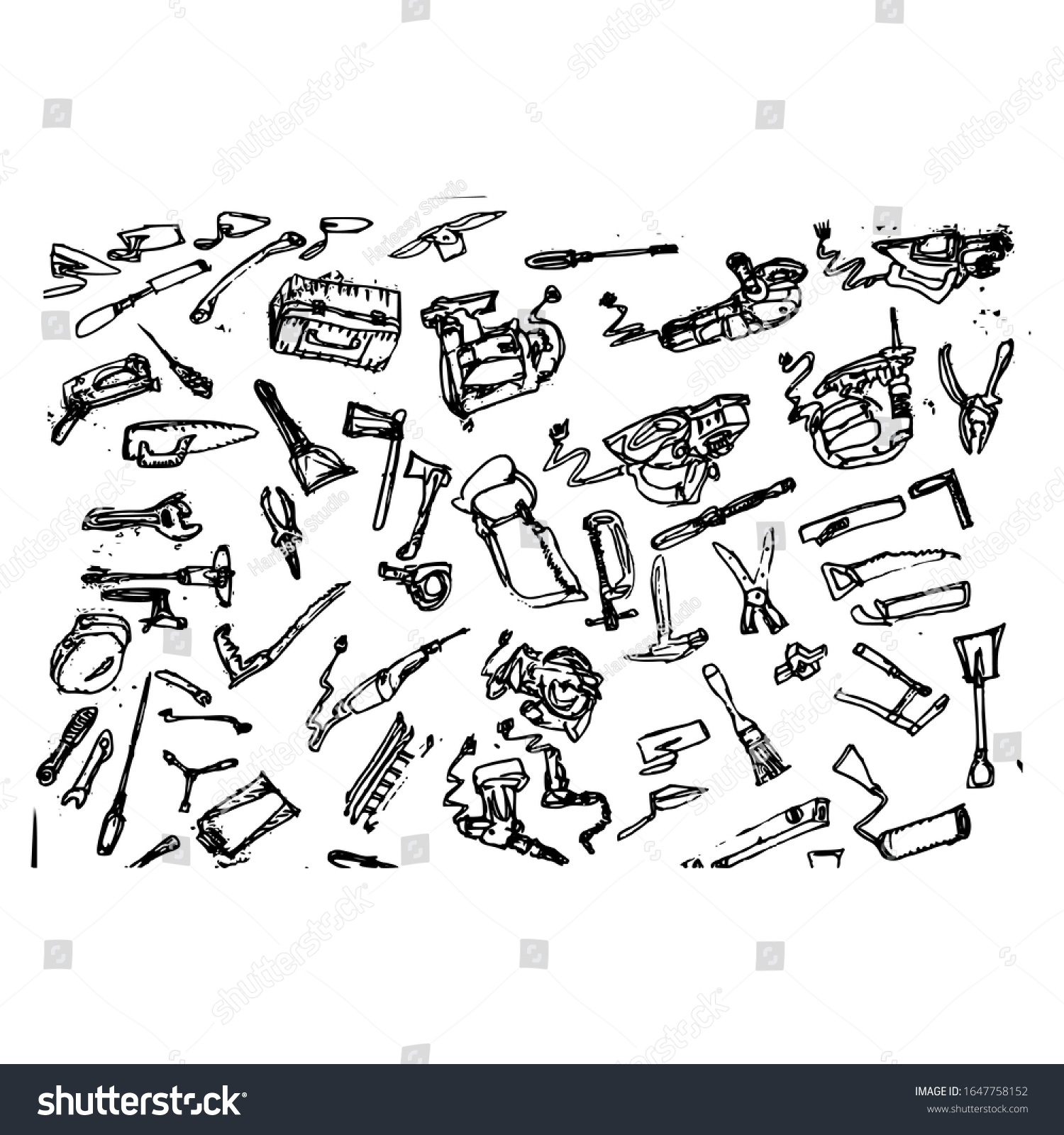 Set Tools Doodle Doodle Art Ideas Stock Vector (Royalty Free) 1647758152