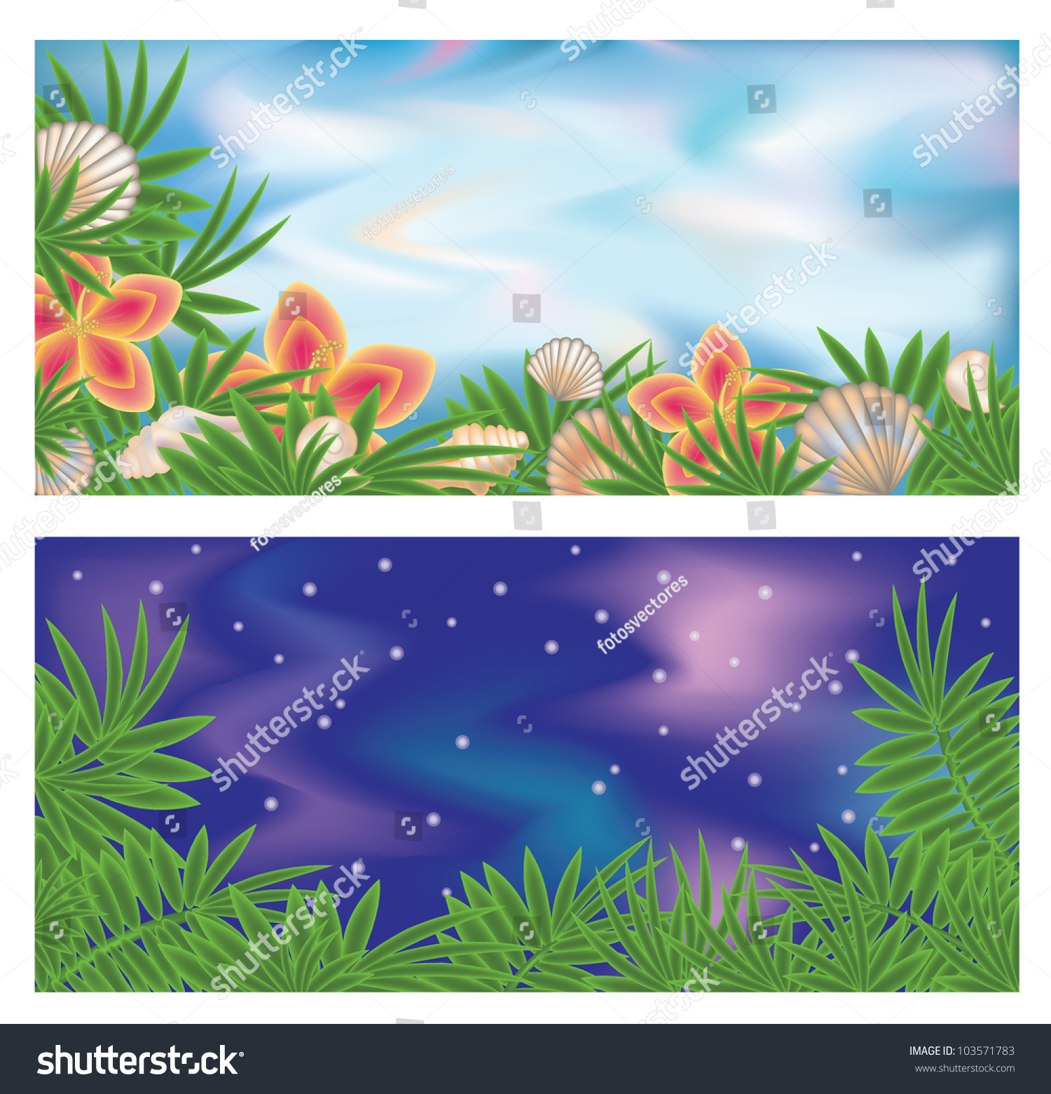 Set Tropical Banners Vector Illustration Stock Vector (Royalty Free ...