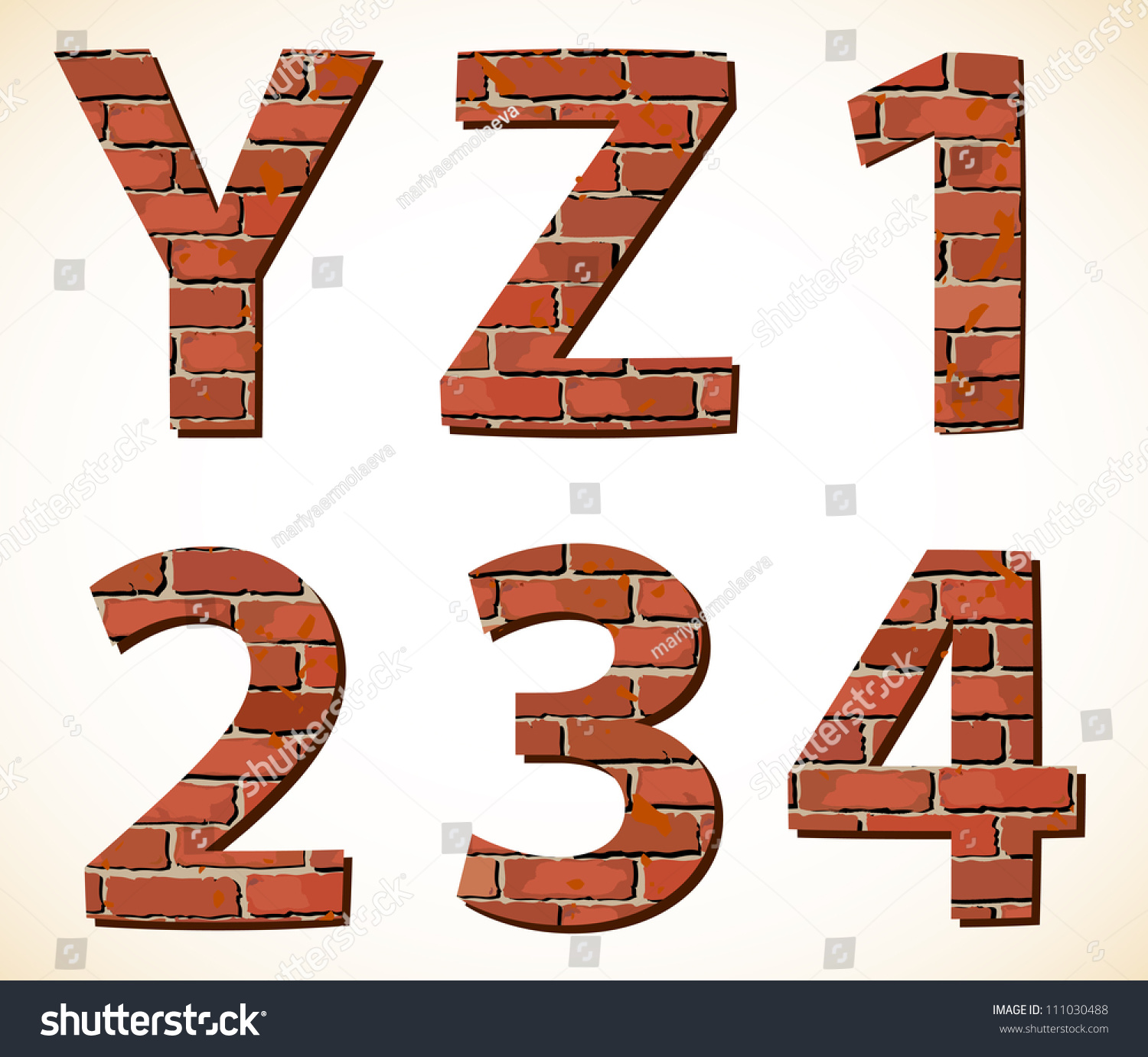 Vektor Stok Set Vector Brick Punctuation Marks Alphabet (Tanpa Royalti ...