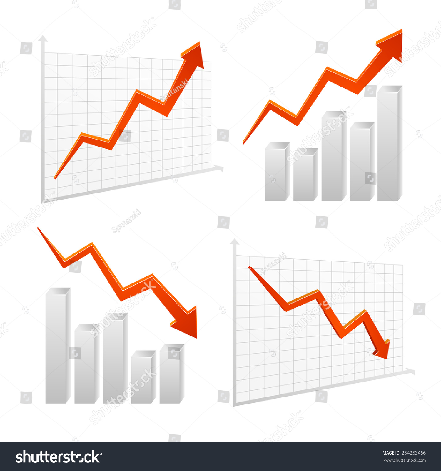 Set Vector Chart Graph Icon Positive Stock Vector (Royalty Free) 254253466
