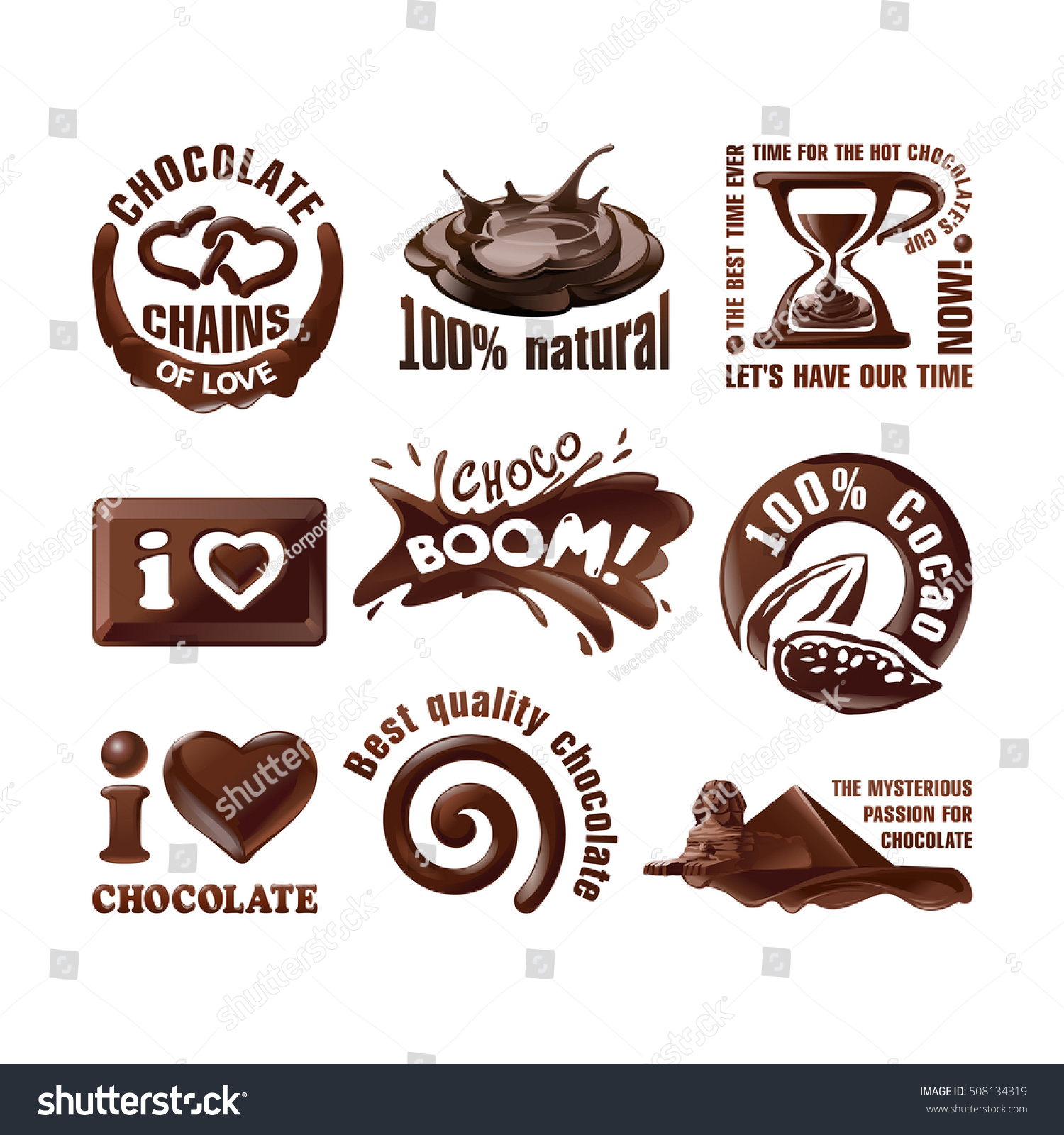Set Vector Chocolate Logos Labels Stock Vector (Royalty Free) 508134319