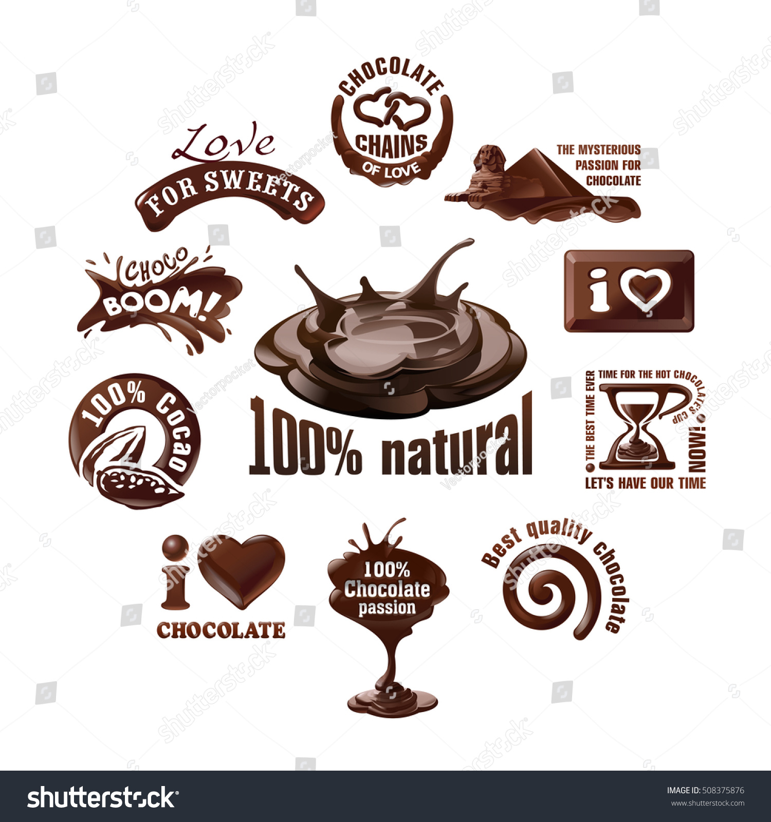 Set Vector Chocolate Logos Labels Wektor stockowy (beztantiemowy ...