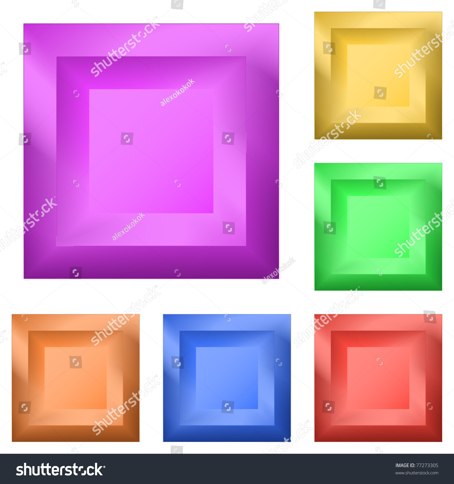 Set Vector Icons Isolated Variegated Square Stock Vector (Royalty Free ...