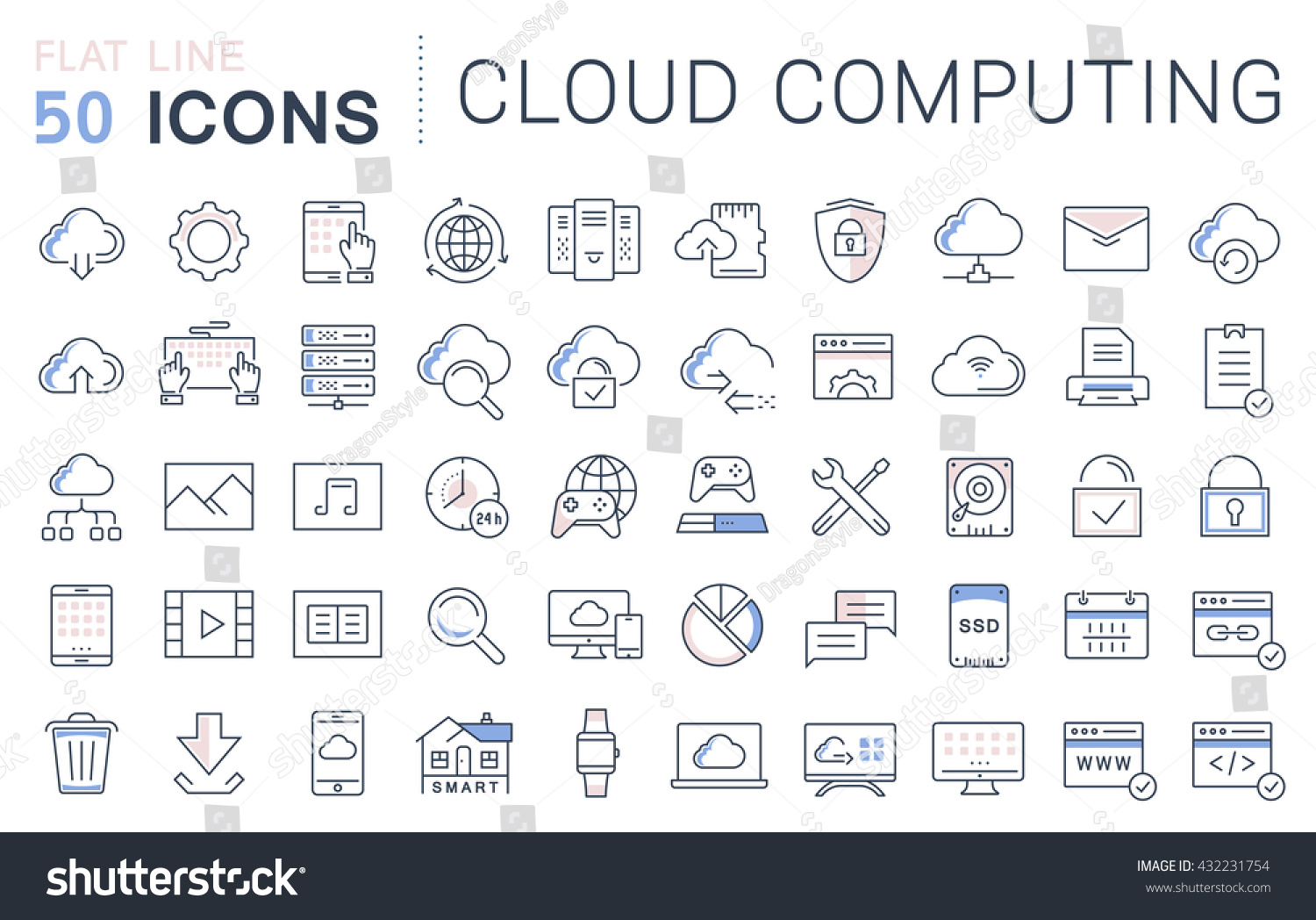 Establezca iconos de línea vectorial en: vector de stock (libre de ...