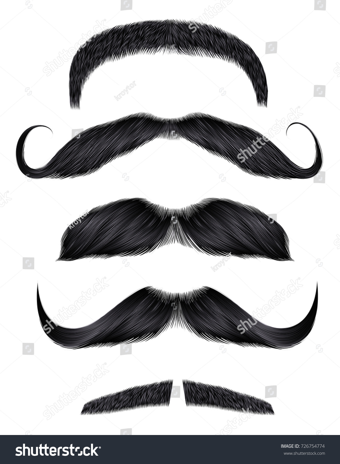 Set Vector Mustache Black Colors Stock Vector (Royalty Free) 726754774