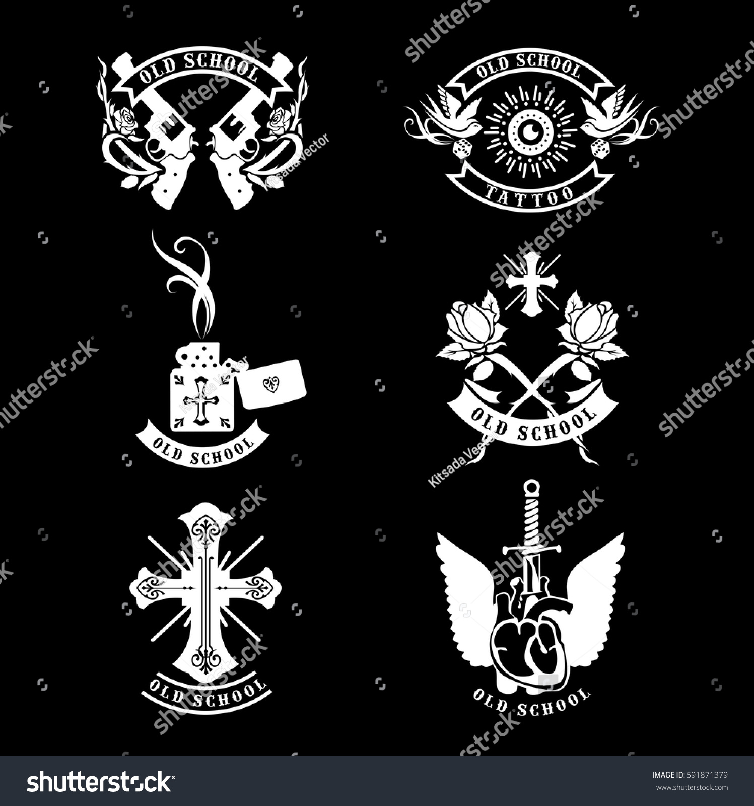 Set Vector Tattoo Studio Logo Templates Stock Vector (Royalty Free ...