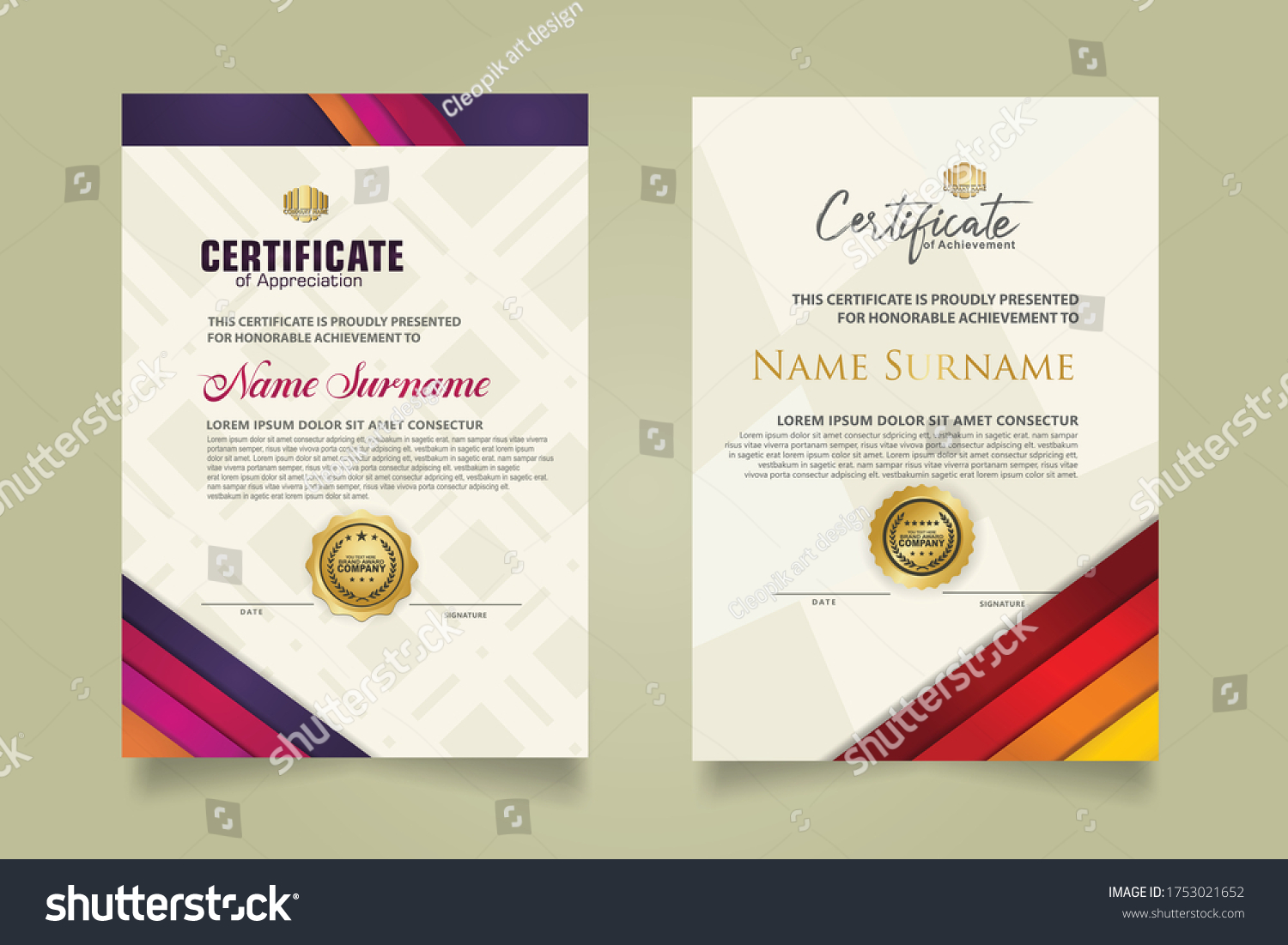Set Vertical Certificate Template Stripes Ornament Stock Vector ... Set Vertical Certificate Template Stripes Ornament Stock Vector ...