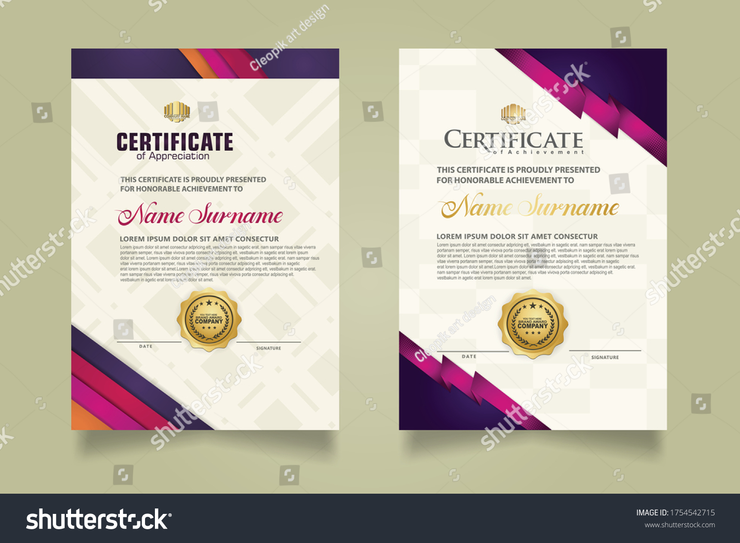 Set Vertical Certificate Template Stripes Ornament Stock Vector ... Set Vertical Certificate Template Stripes Ornament Stock Vector ...