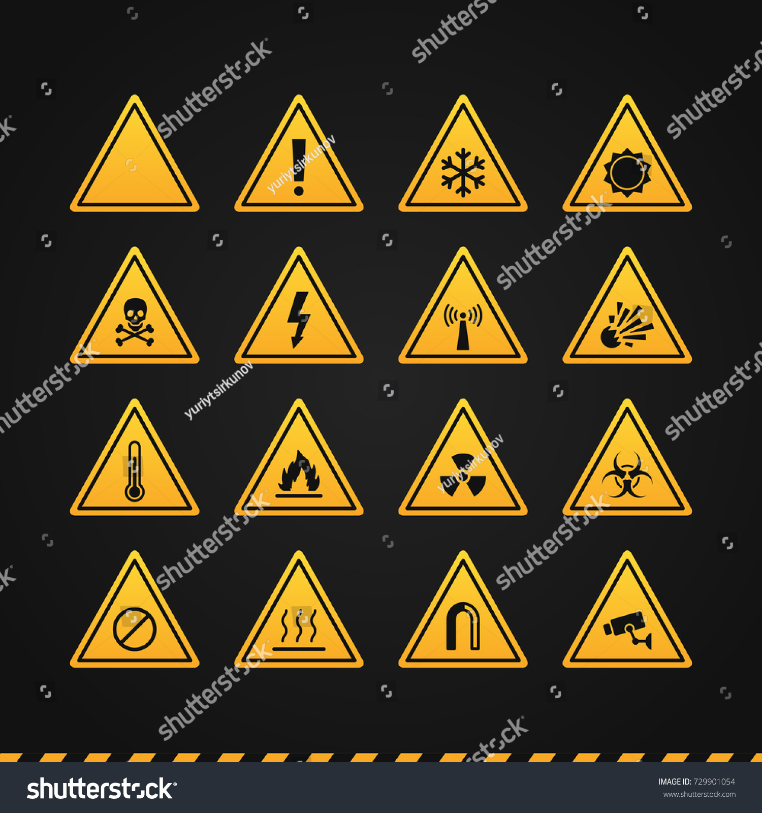 Set Warning Signs Vector Illustration Icon Stock Vector (Royalty Free ...