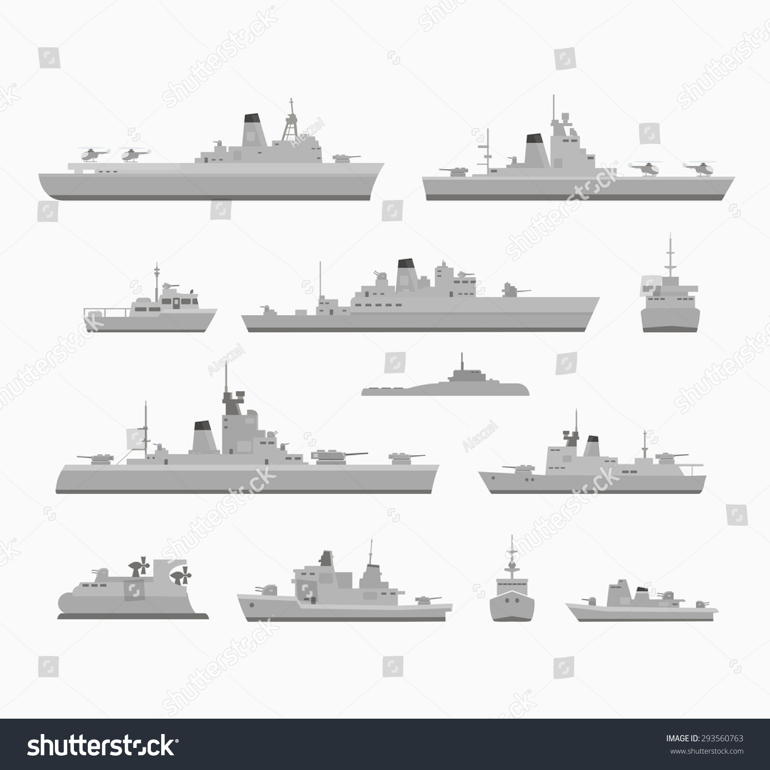 Set Warships Design Creativity Stock Vector (Royalty Free) 293560763