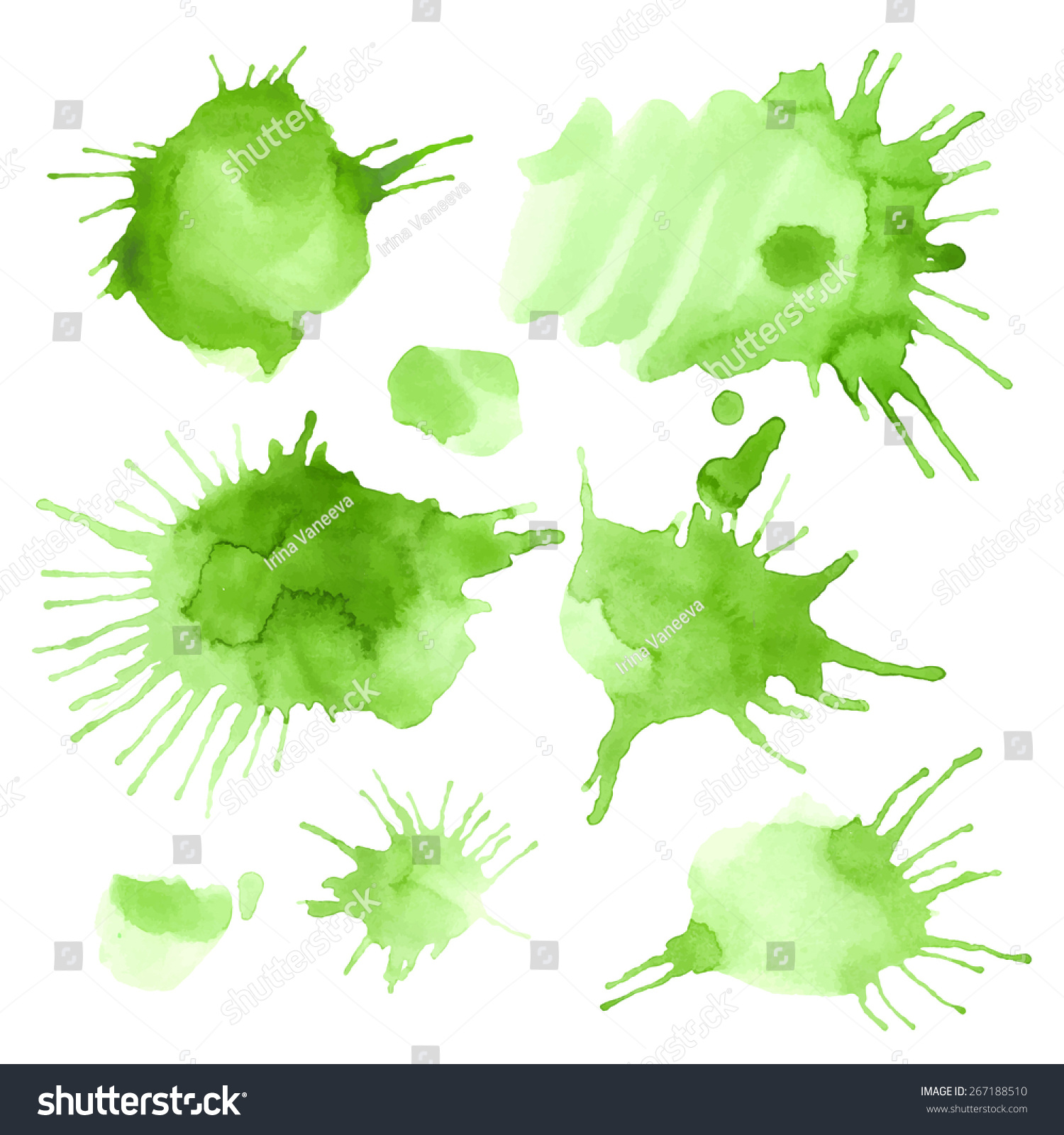 Set Watercolor Blobs Isolated On White Stock Vector Royalty Free 267188510