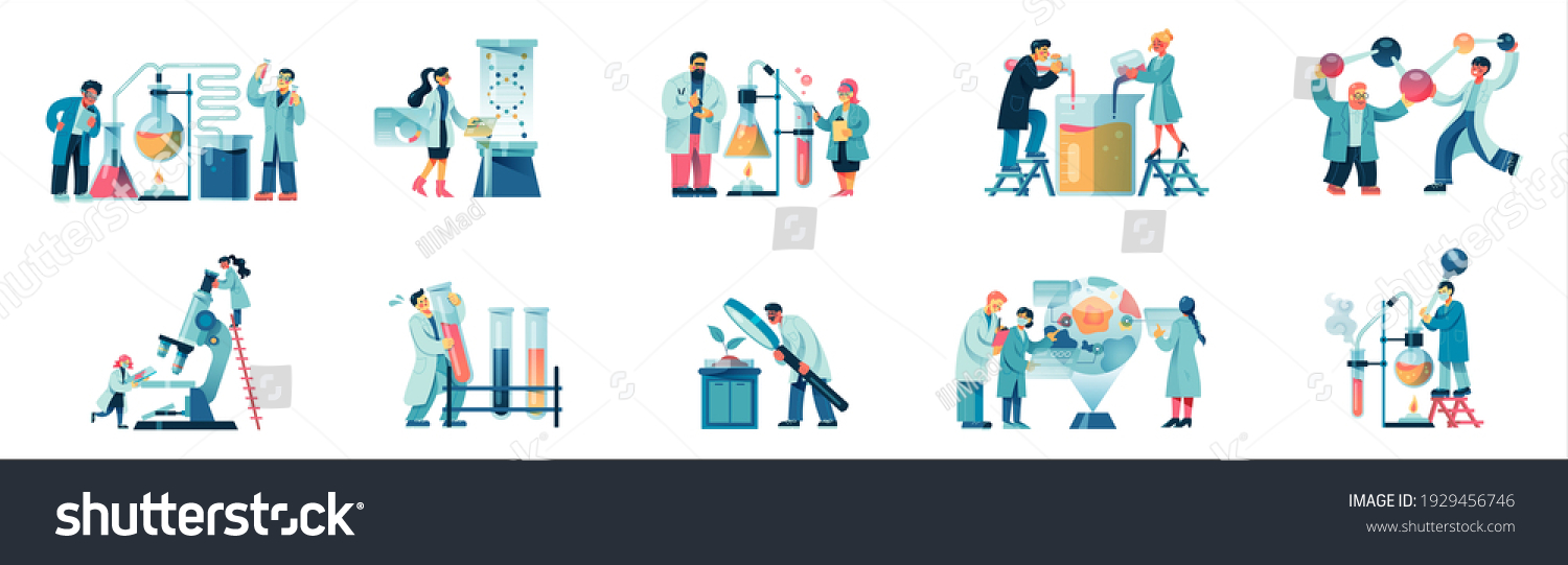 Set Biochemical Science Laboratory Staff Performing Stock Vector ...