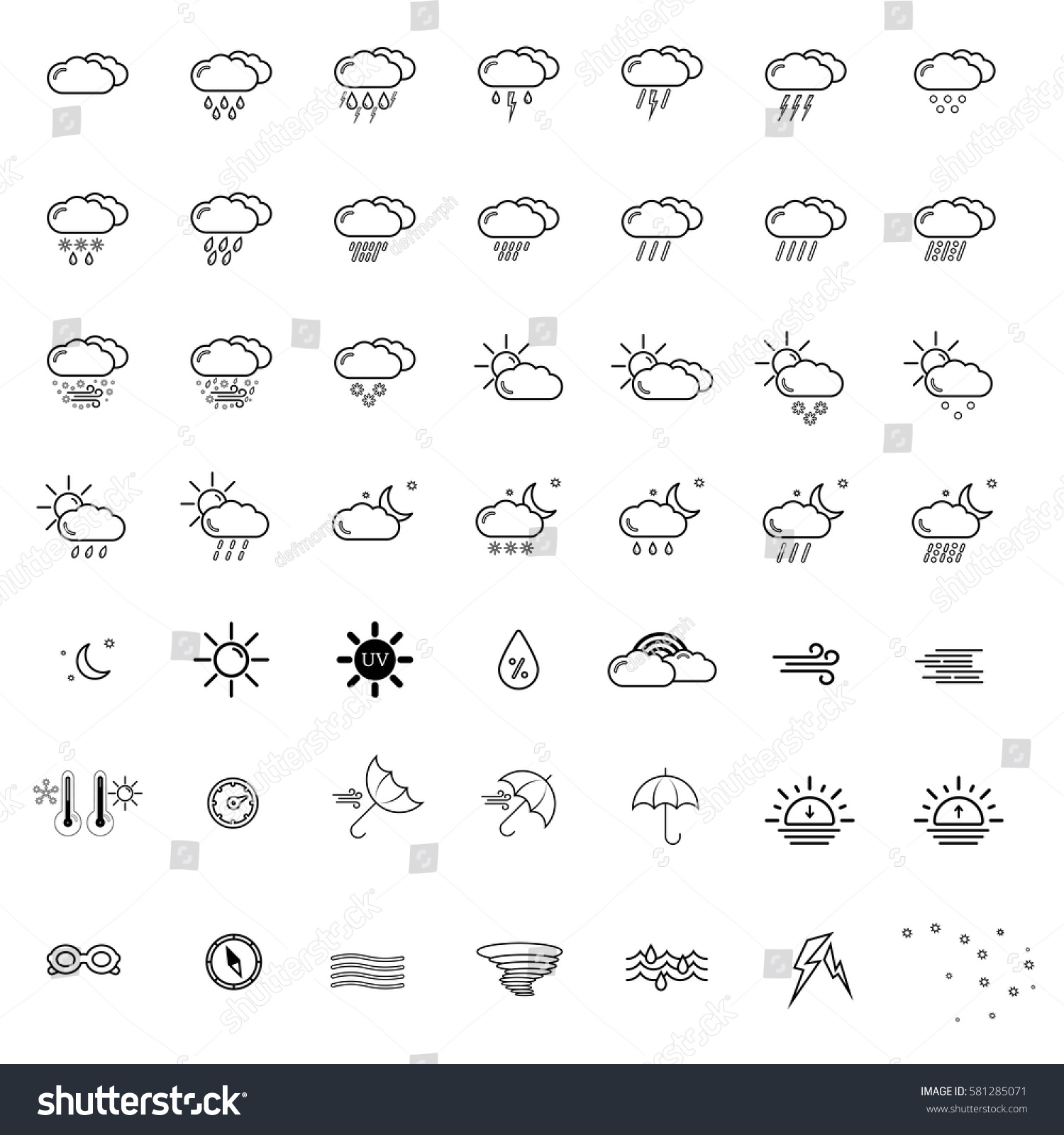 Set Different Weather Icons Stock Vector (Royalty Free) 581285071